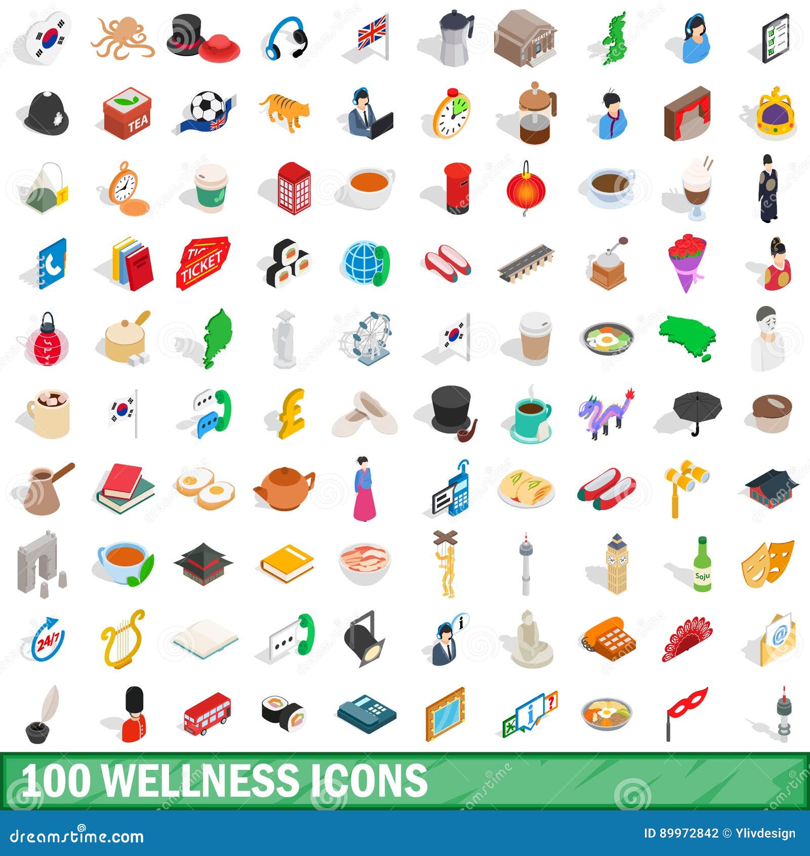 100 Wellness Icons Set, Isometric 3d Style Stock Vector - Illustration ...