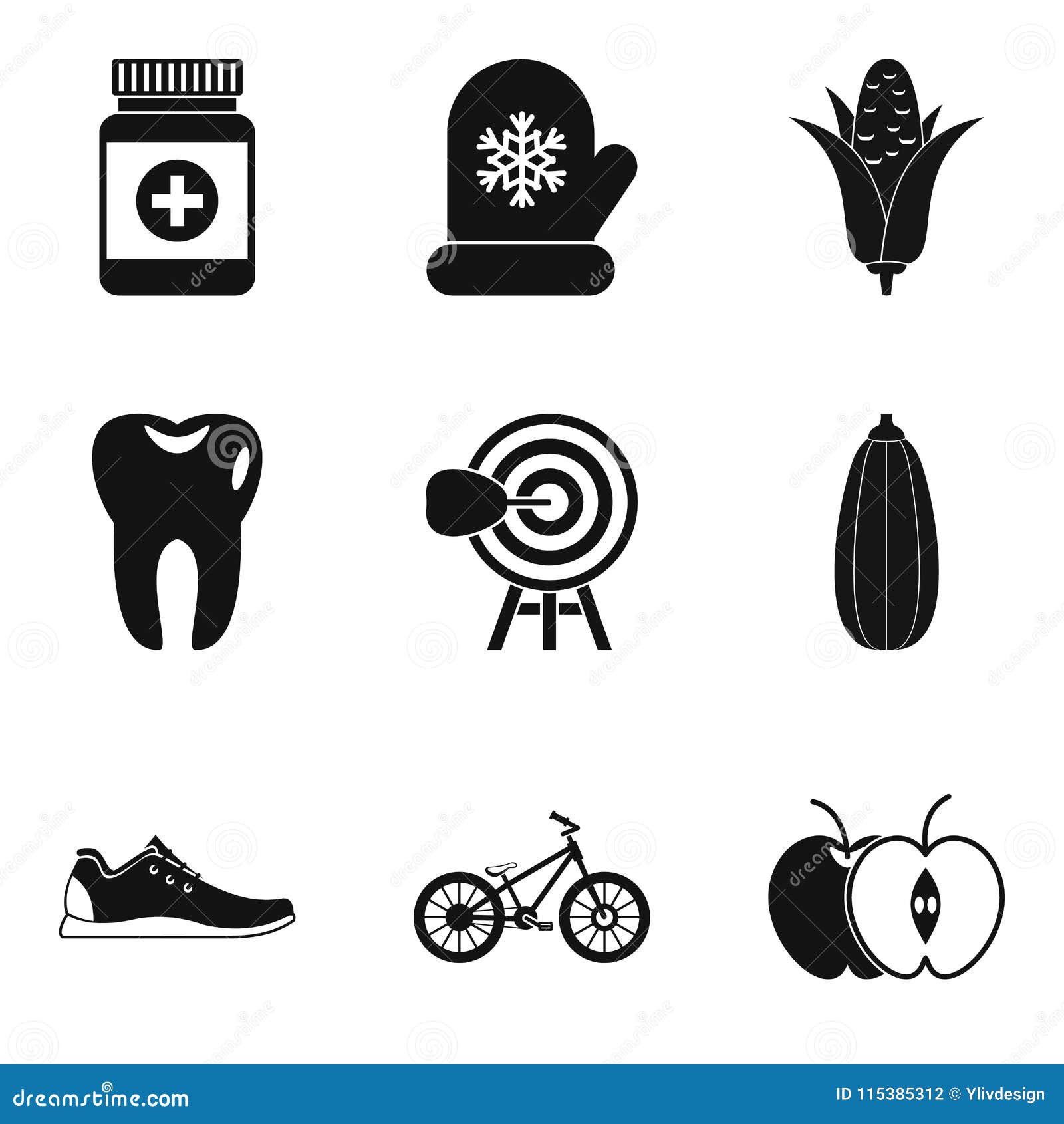 Wellness Program Icons Set, Simple Style Stock Vector - Illustration of ...