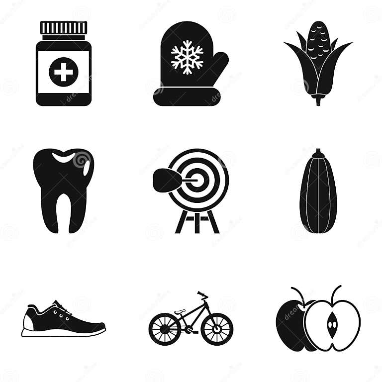 Wellness Program Icons Set, Simple Style Stock Vector - Illustration of ...