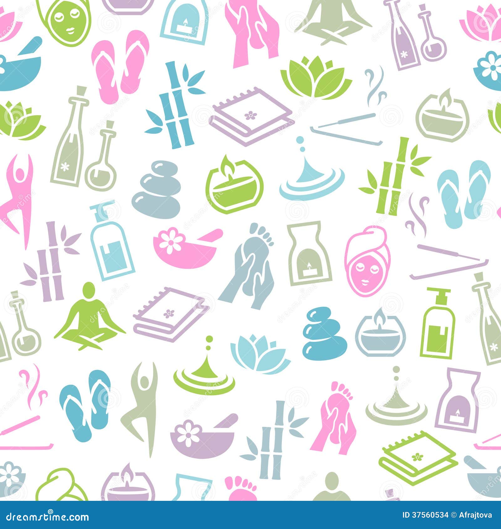 Wellness and Relaxation Seamless Pattern Stock Vector - Illustration of ...