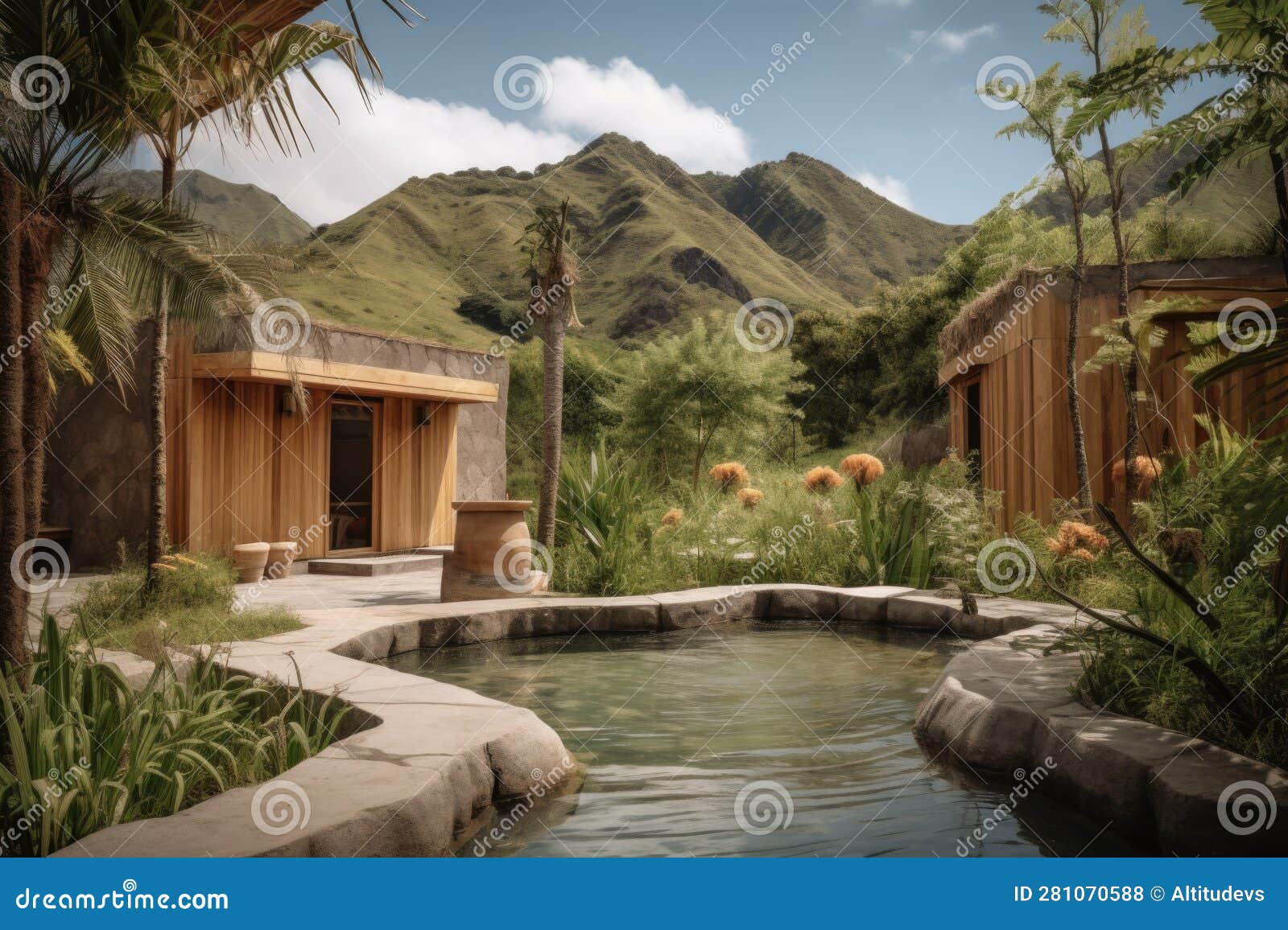 Wellness Retreat with Hot Spring Pool, Surrounded by Greenery and ...