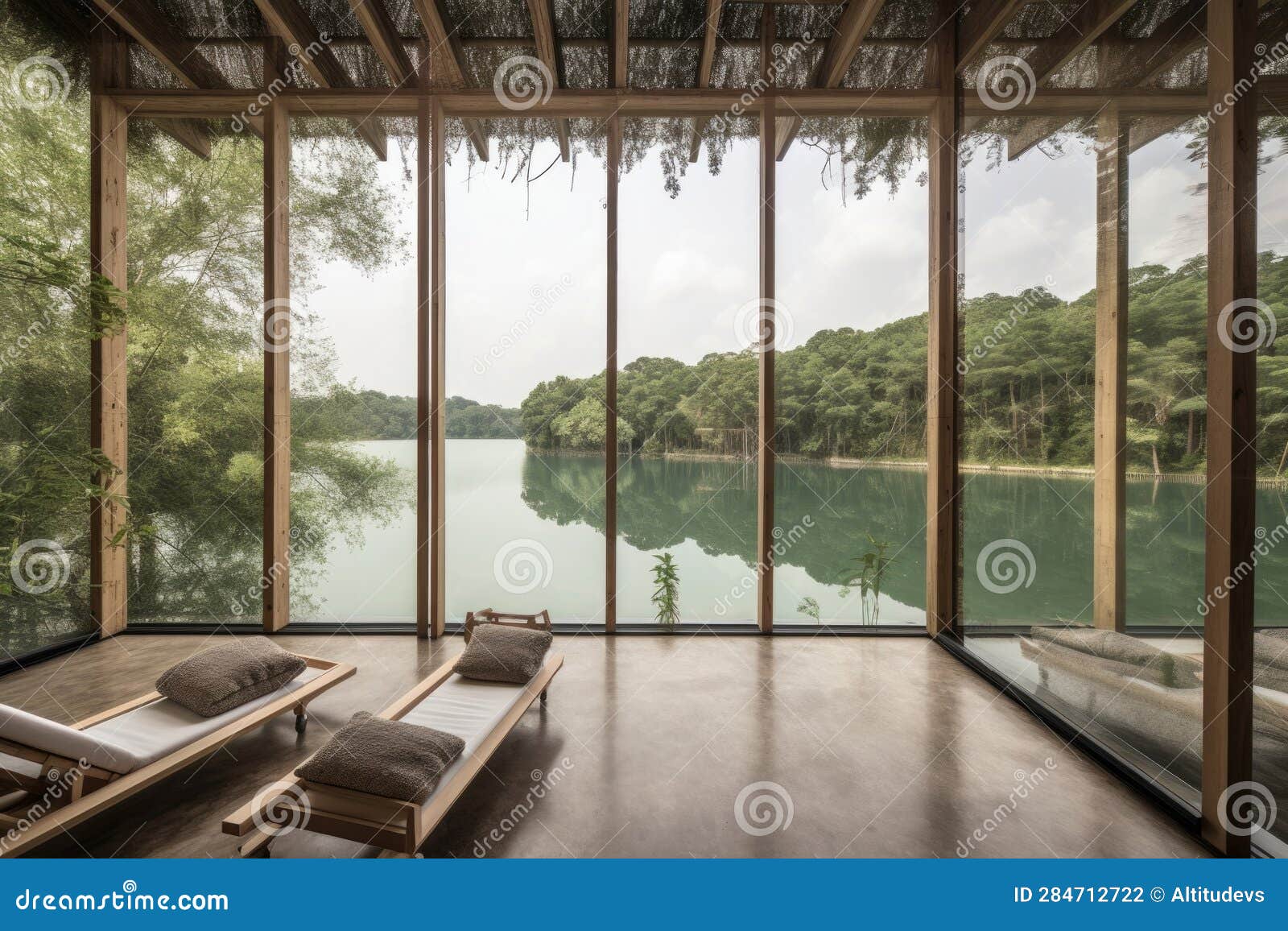 Wellness Retreat with View of a Tranquil Lake, Surrounded by Greenery ...