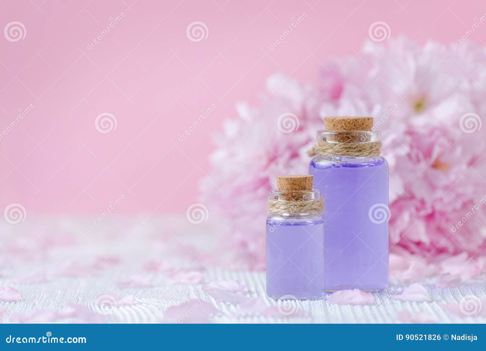 Wellness, Spa and Aroma Oils, Fresh Plants on Pink Background ...
