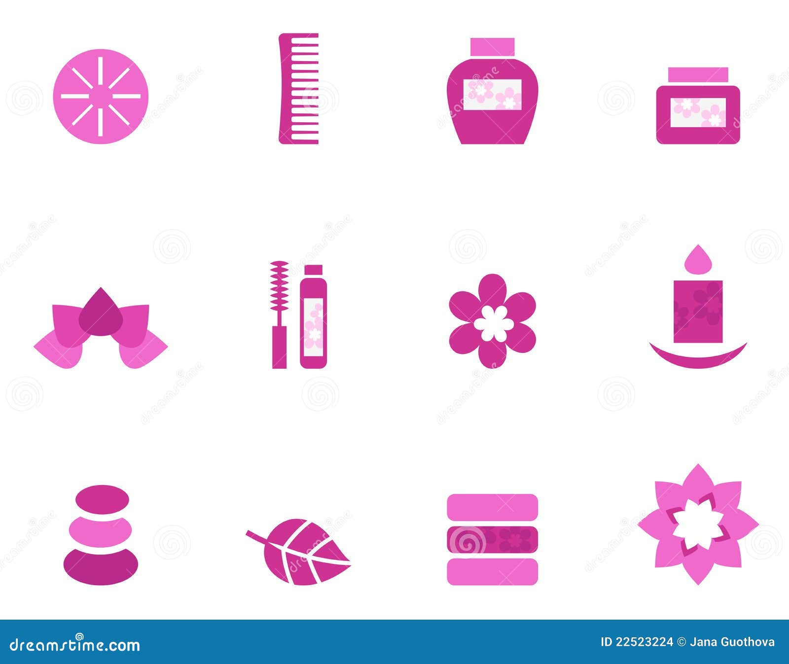 Wellness and Spa Pink Icons and Elements Stock Vector - Illustration of ...