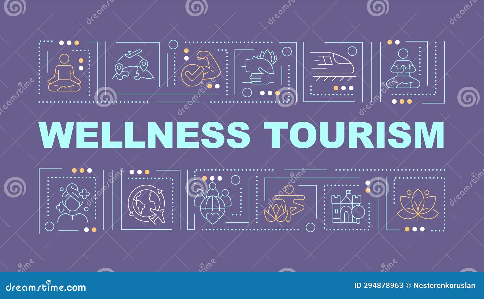 Wellness Tourism Outline Icons Collection. Wellness, Tourism, Health ...