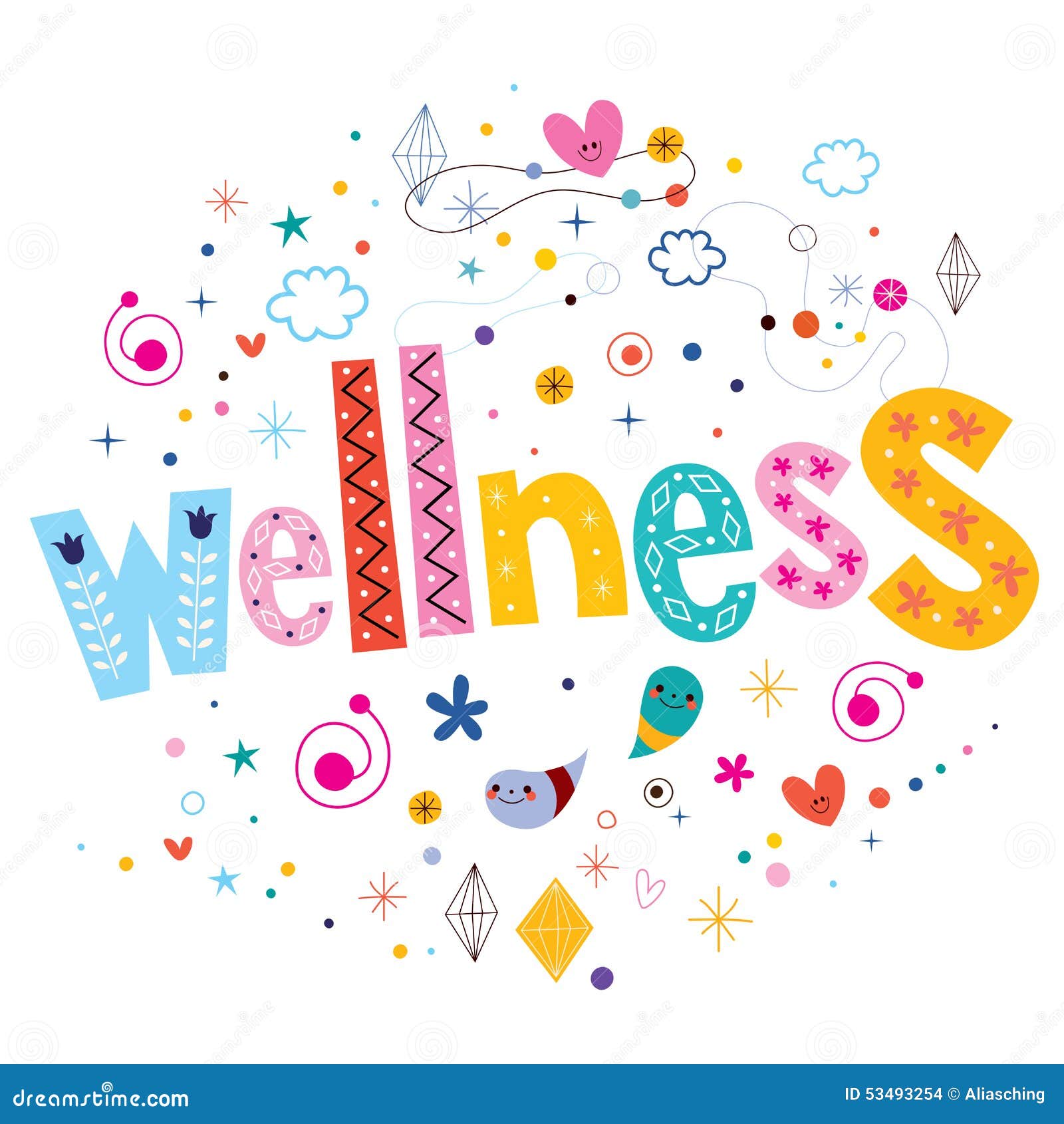 Wellness Typography Lettering Text Design Stock Vector - Illustration ...