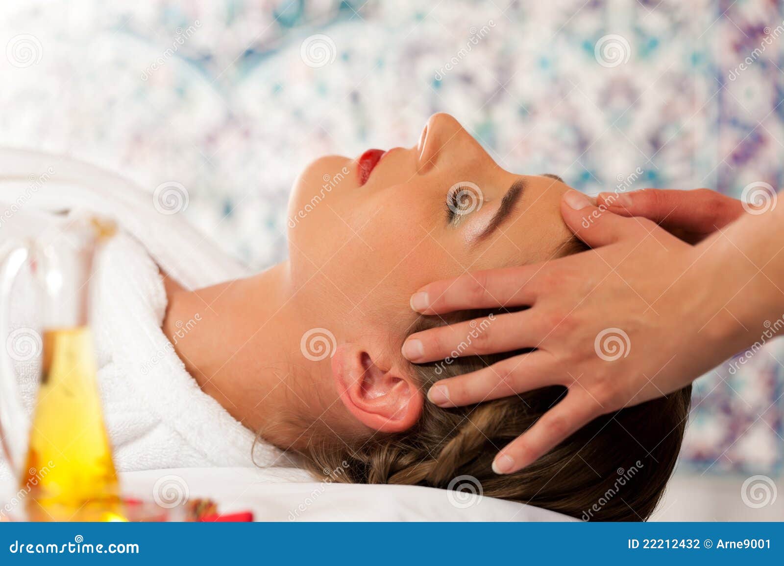 Wellness - Woman Getting Head Massage in Spa Stock Photo - Image of ...