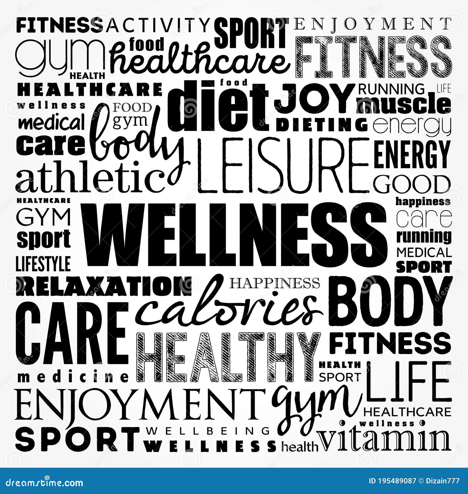 Wellness Word Cloud Collage, Health Concept Background Stock ...