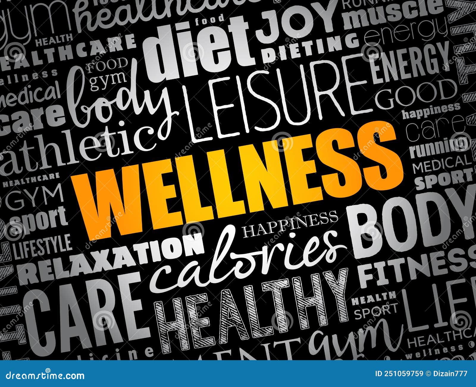 Wellness Word Cloud Collage, Health Concept Background Stock ...