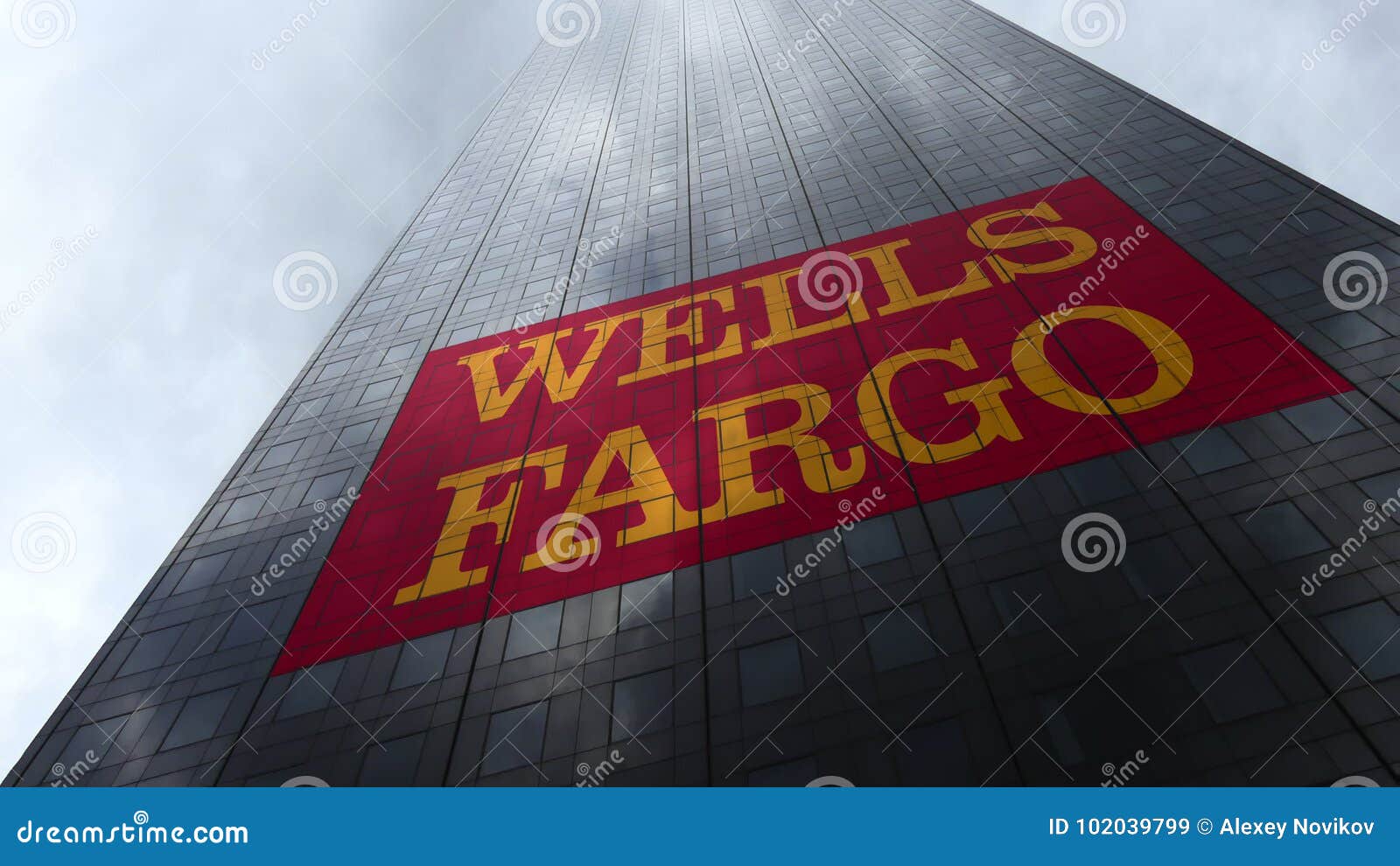 Wells Fargo Logo on a Skyscraper Facade Reflecting Clouds. Editorial 3D ...