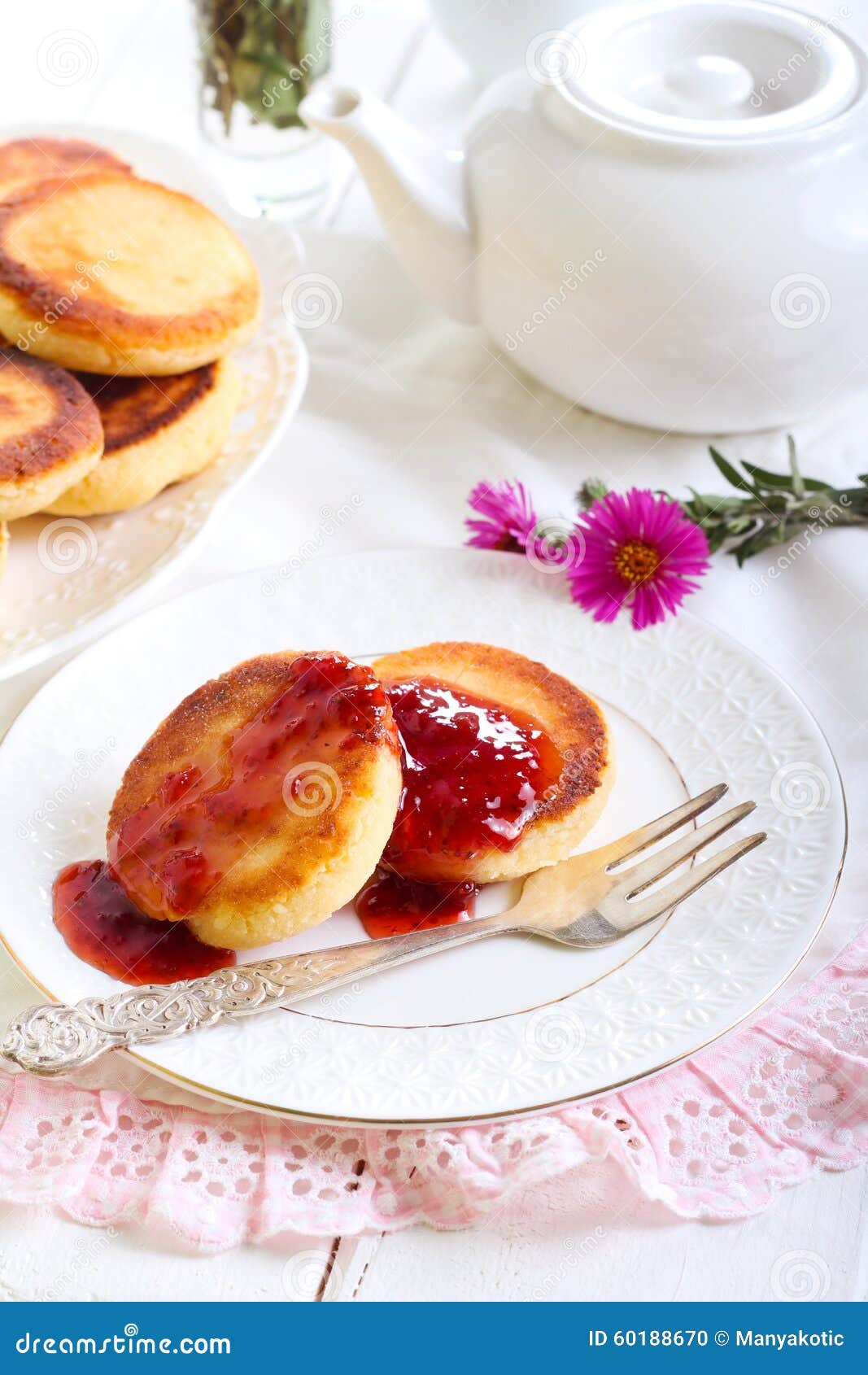 Welsh Cakes with Strawberry Jam Stock Photo - Image of breakfast ...