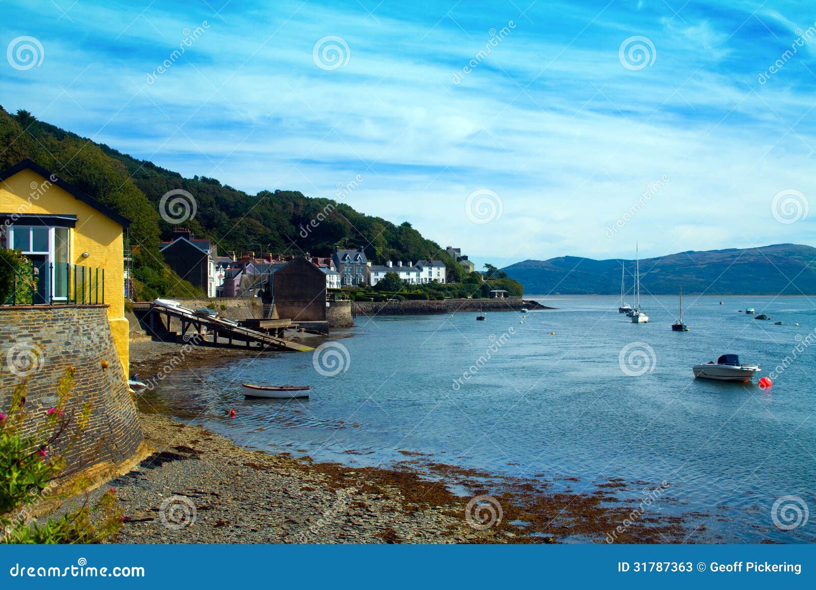 Welsh Coast stock image. Image of hill, boat, beach, coast - 31787363