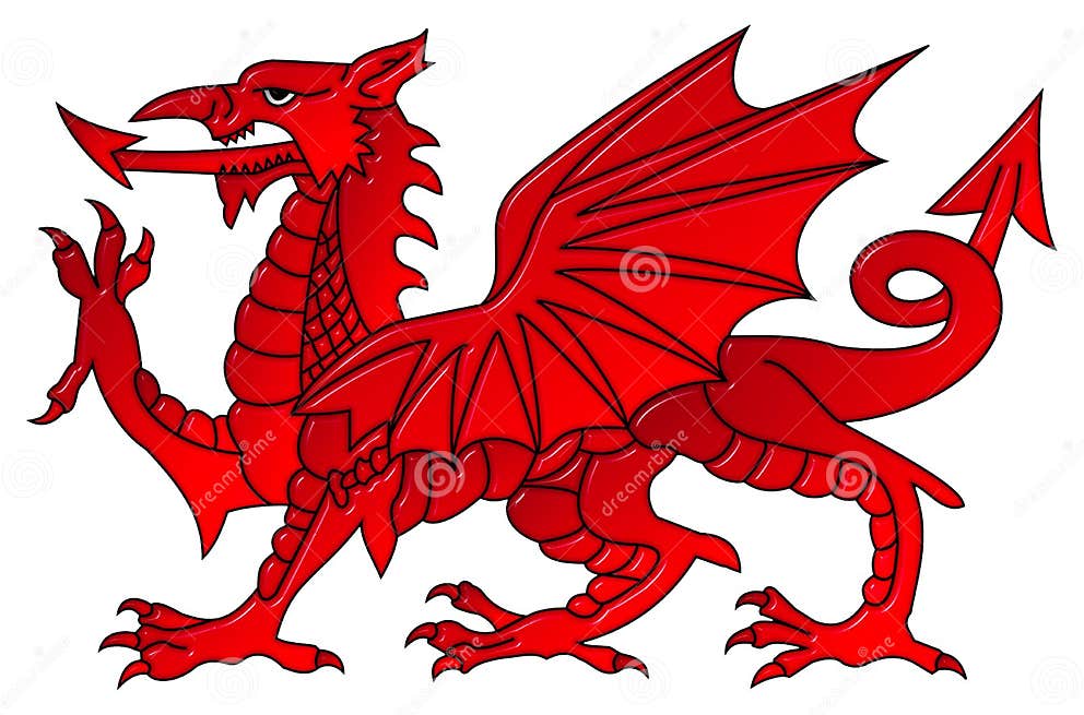 Welsh Dragon with a Bevel Effect Stock Image - Illustration of white ...