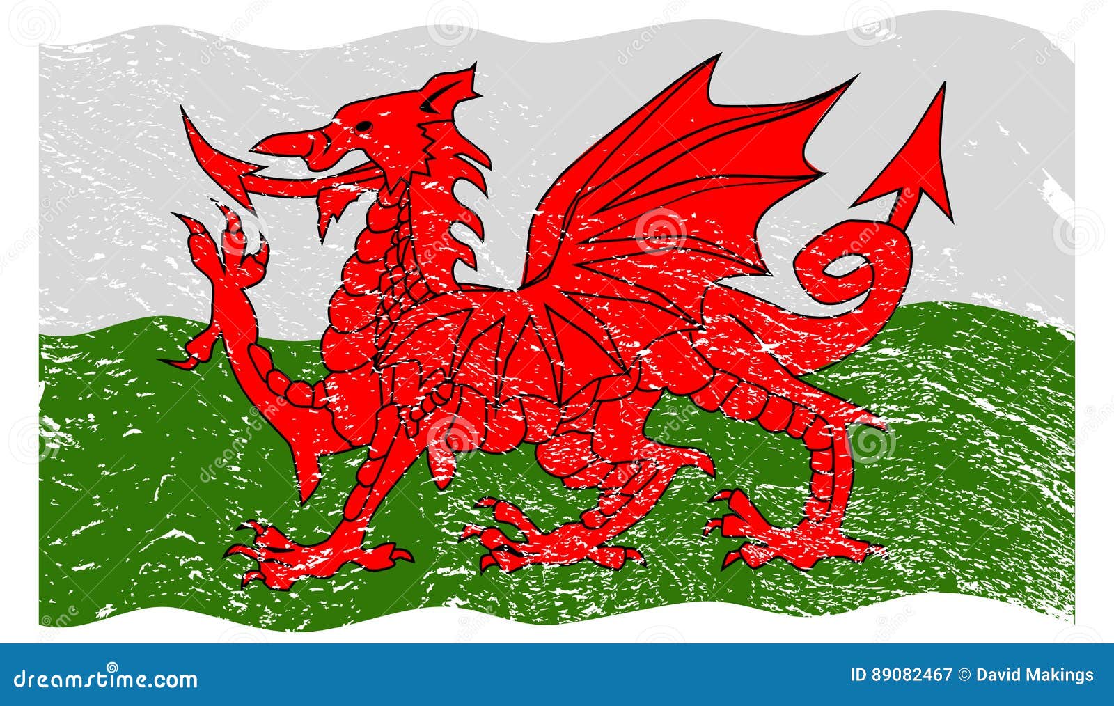 Welsh Flag Grunged stock illustration. Illustration of worn - 89082467