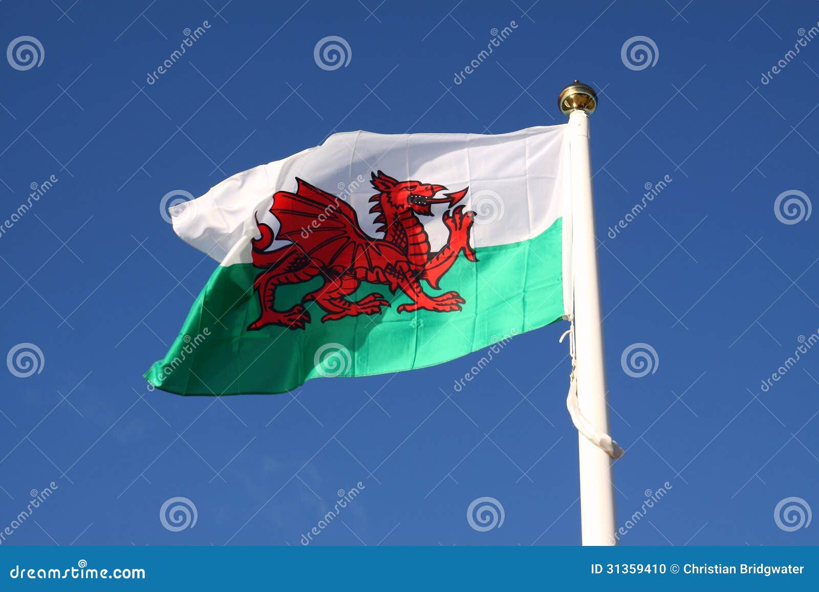 Welsh flag stock photo. Image of tied, flying, emblem - 31359410