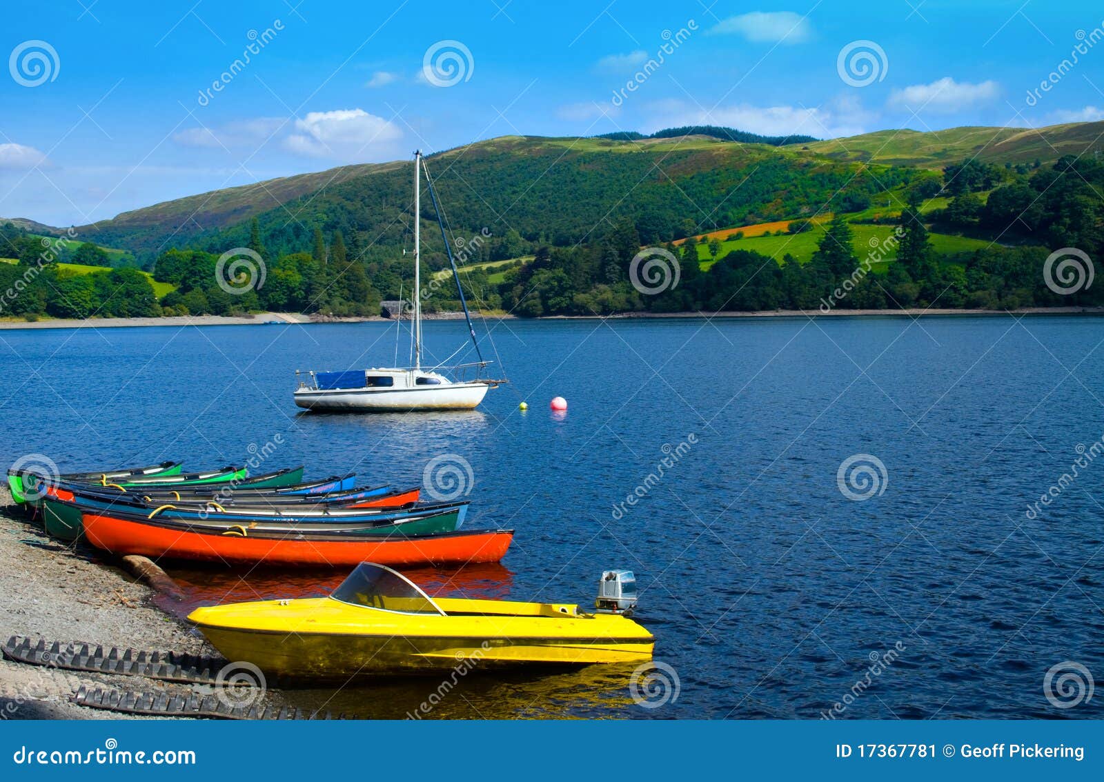 Welsh Lake stock image. Image of green, grass, lake, bank - 17367781