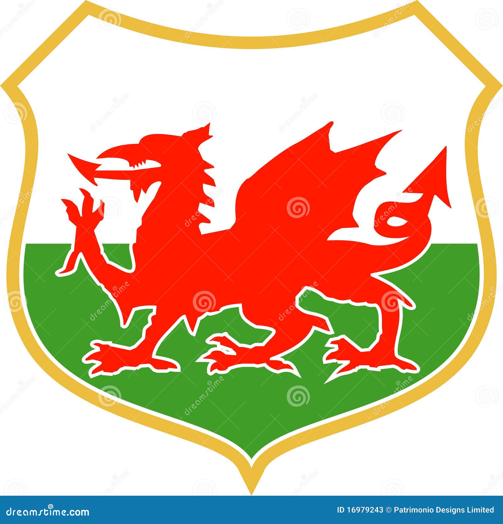 Welsh Wales Red Dragon Shield Stock Illustration - Illustration of ...