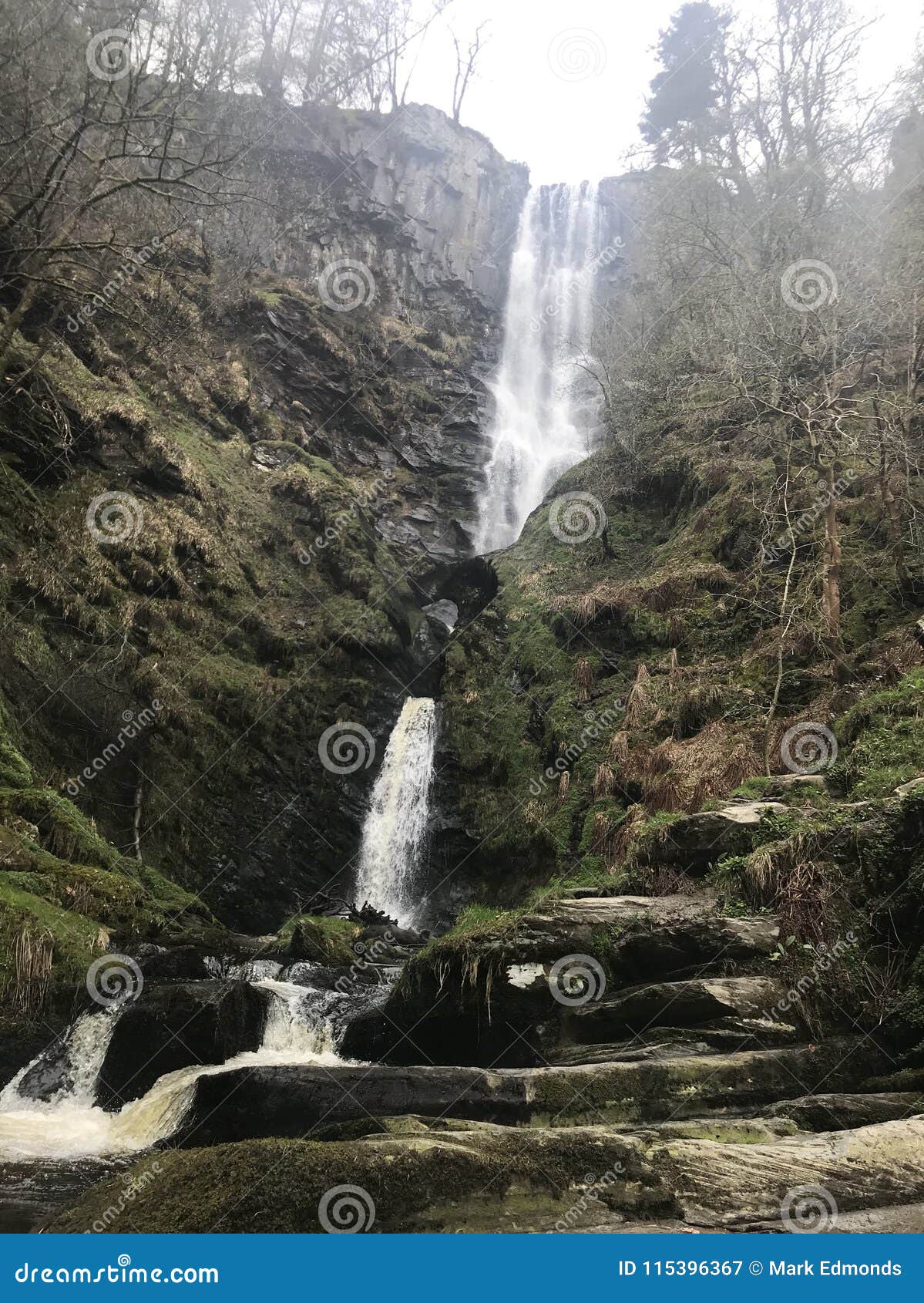 Welsh waterfall stock image. Image of wales, surrounded - 115396367