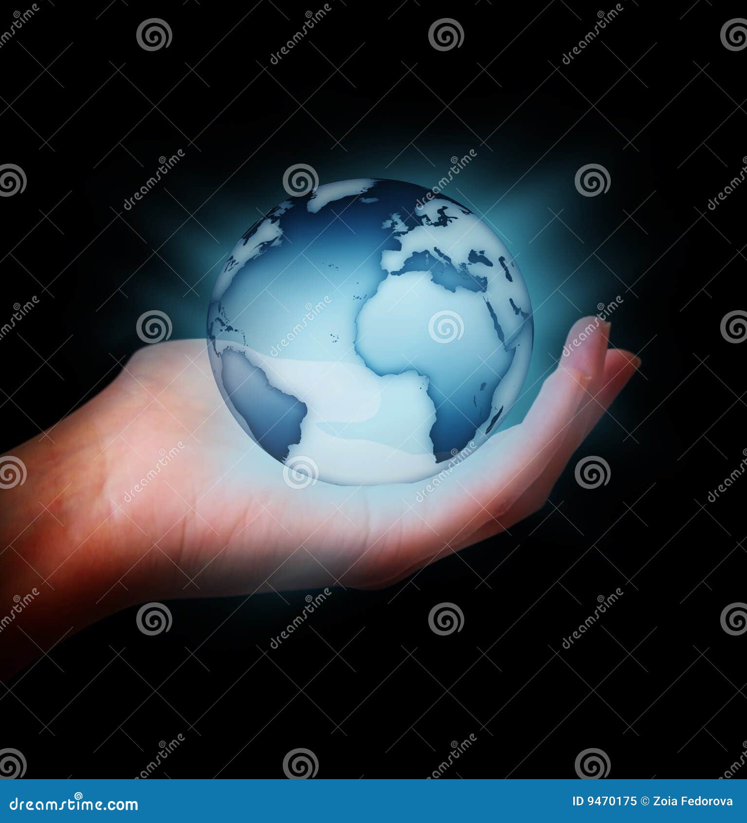 Welt in der Hand stock abbildung. Illustration von blau - 9470175