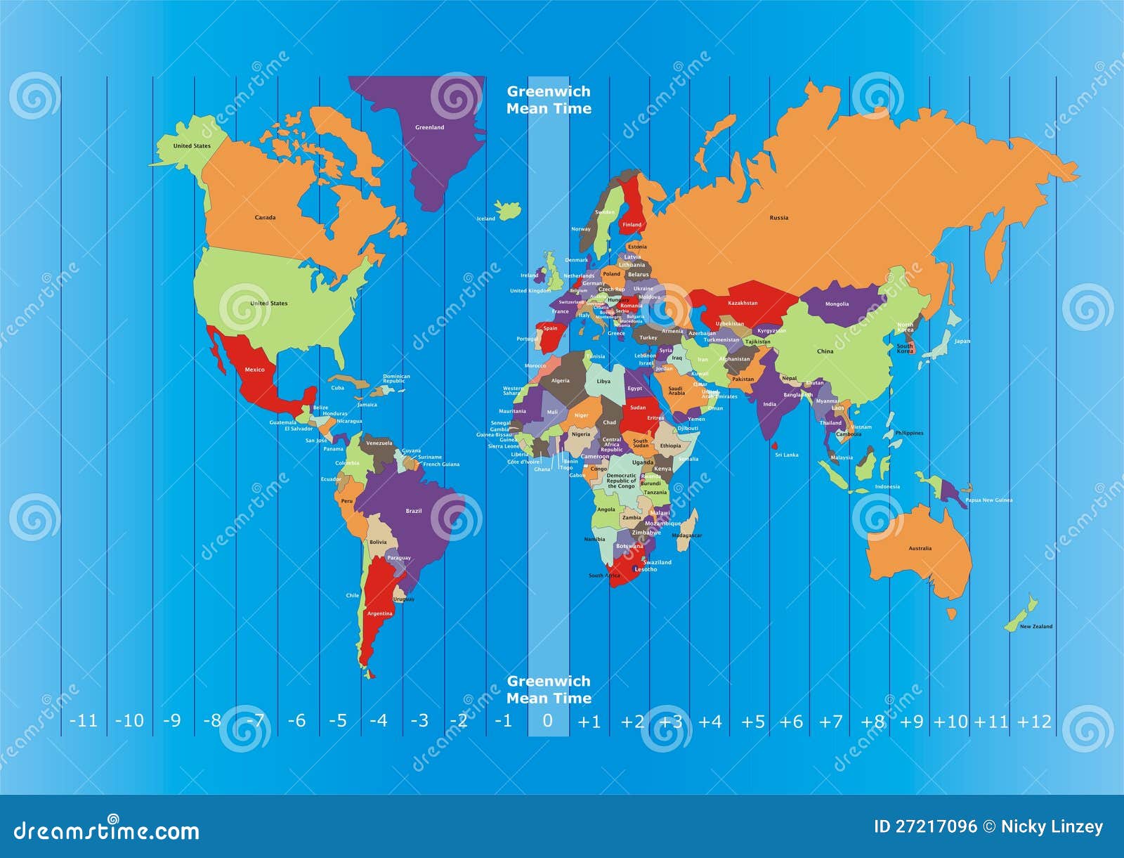 Weltkarte und Zeitzonen stock abbildung. Illustration von länder - 27217096