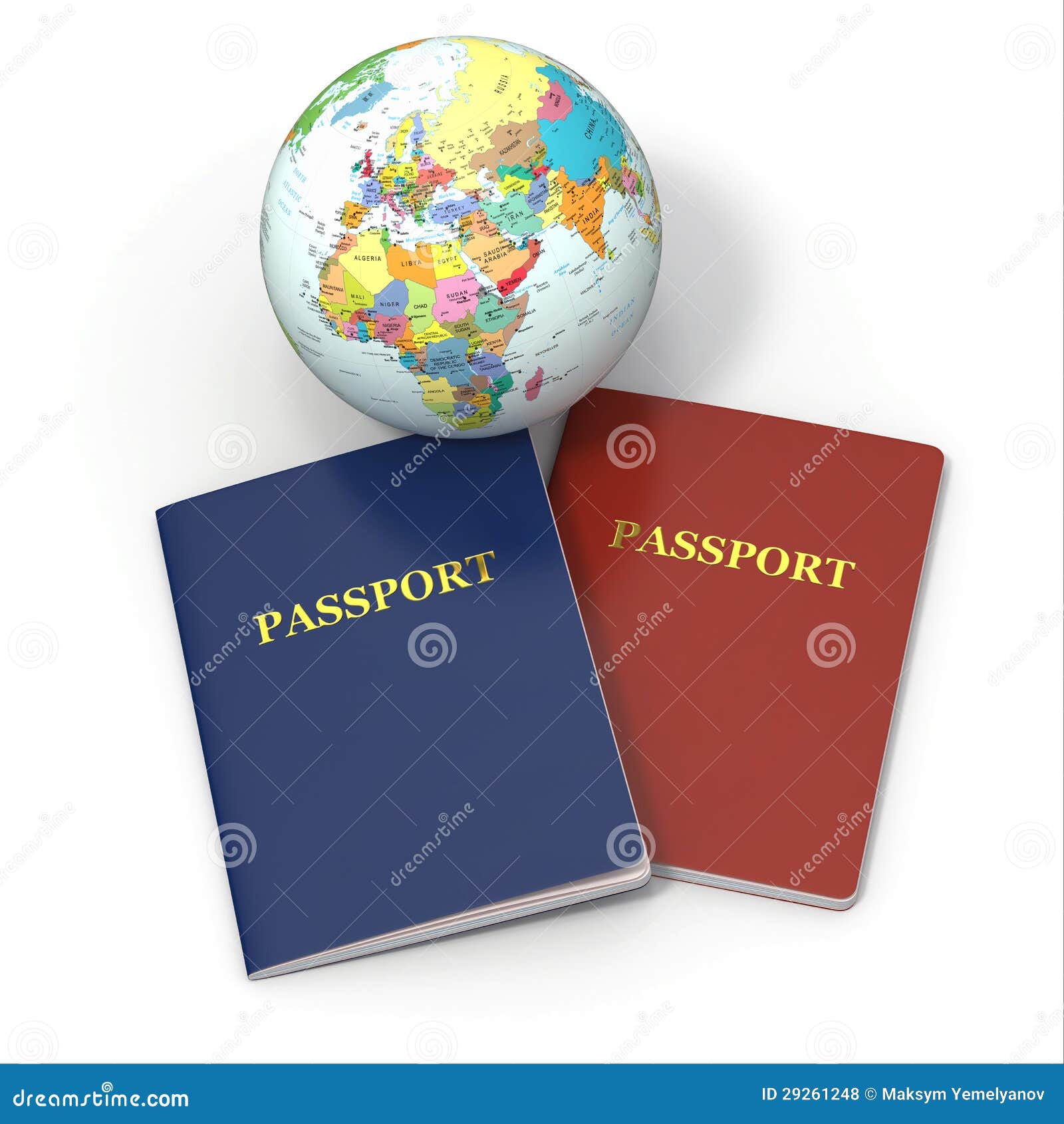 Weltreise. Erde Und Pass Auf Weißem Hintergrund Stock Abbildung ...