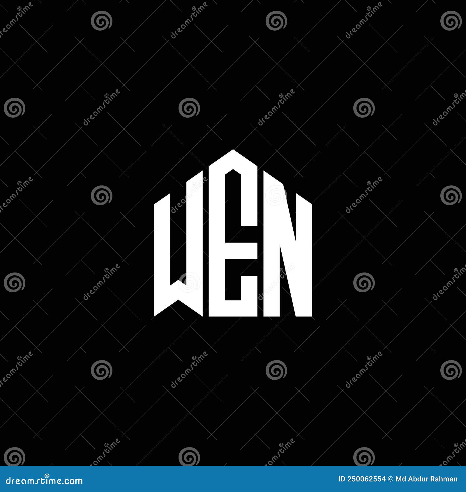 WEN Letter Logo Design on BLACK Background. WEN Creative Initials ...