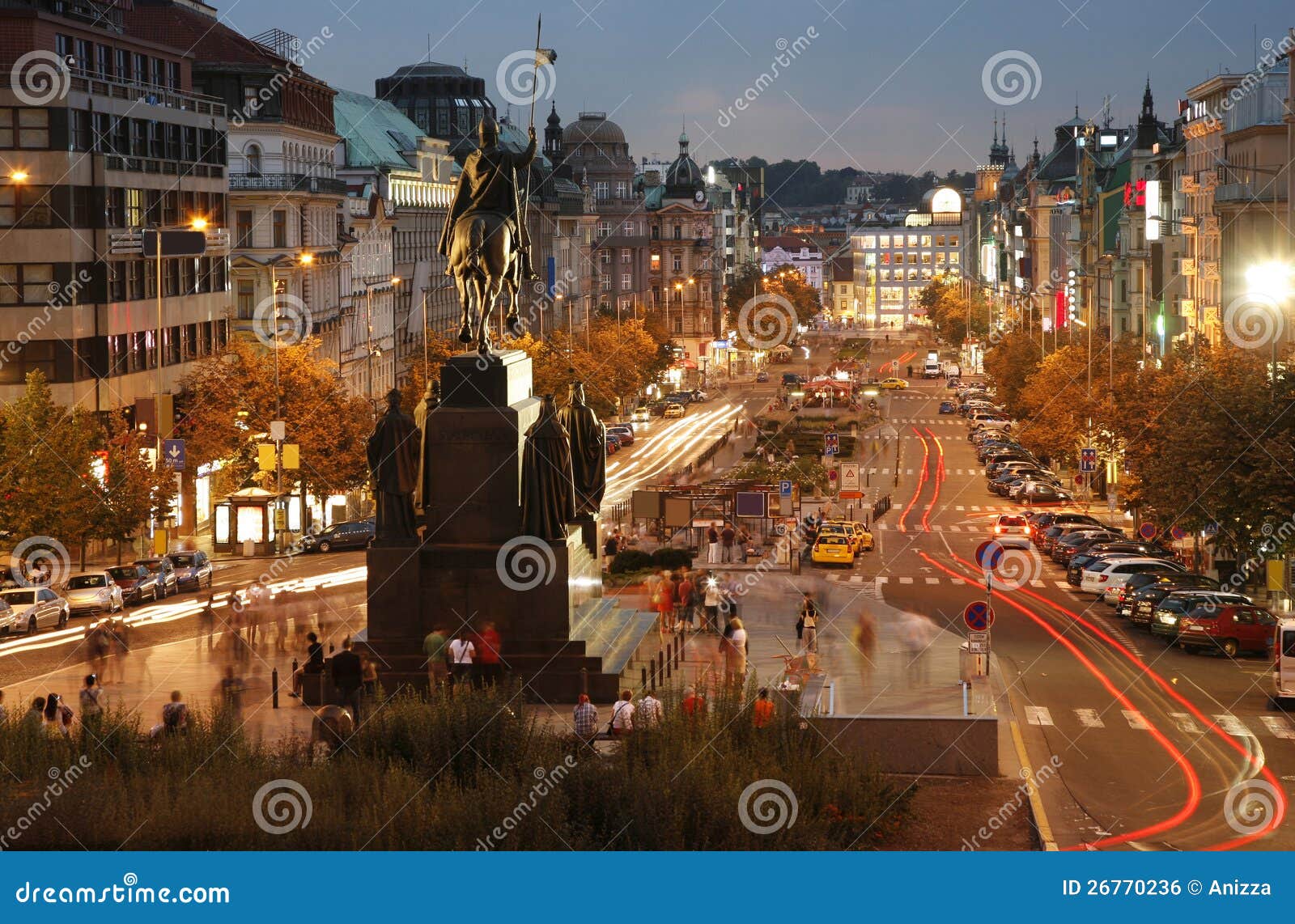 The Wenceslas Square, Prague Stock Photo - Image of monument, republic ...