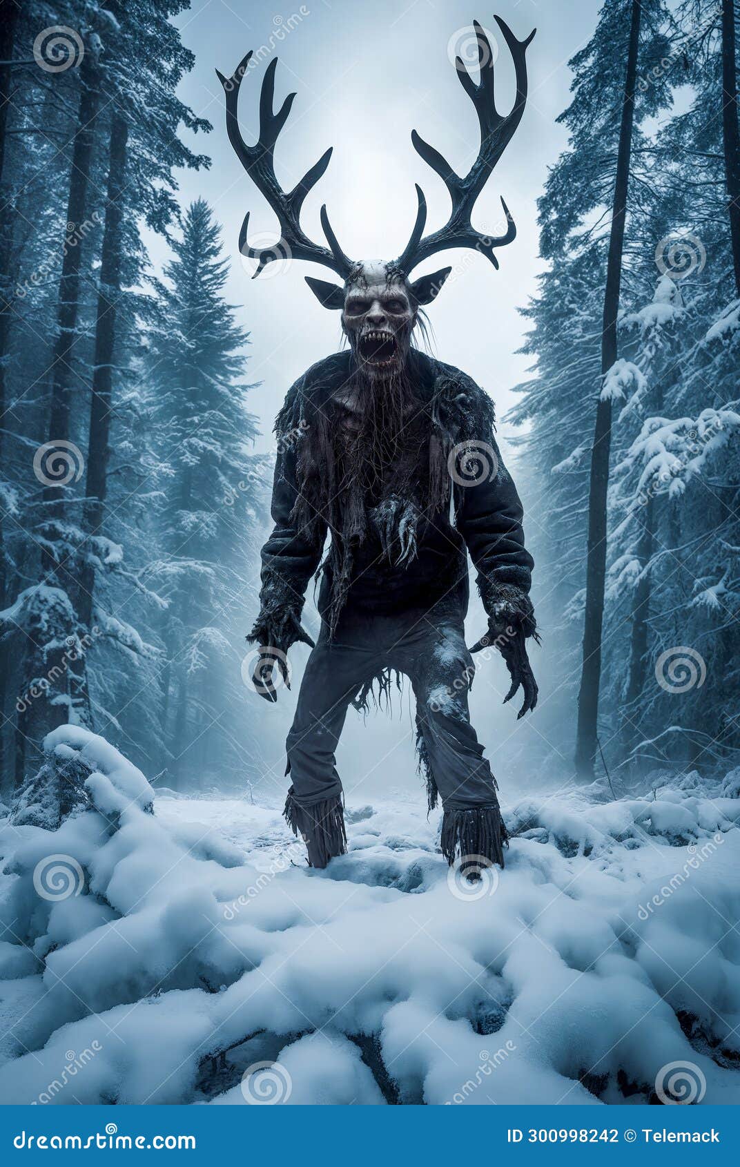 Wendigo in the Winter Forest Stock Photo - Image of folklore, america ...