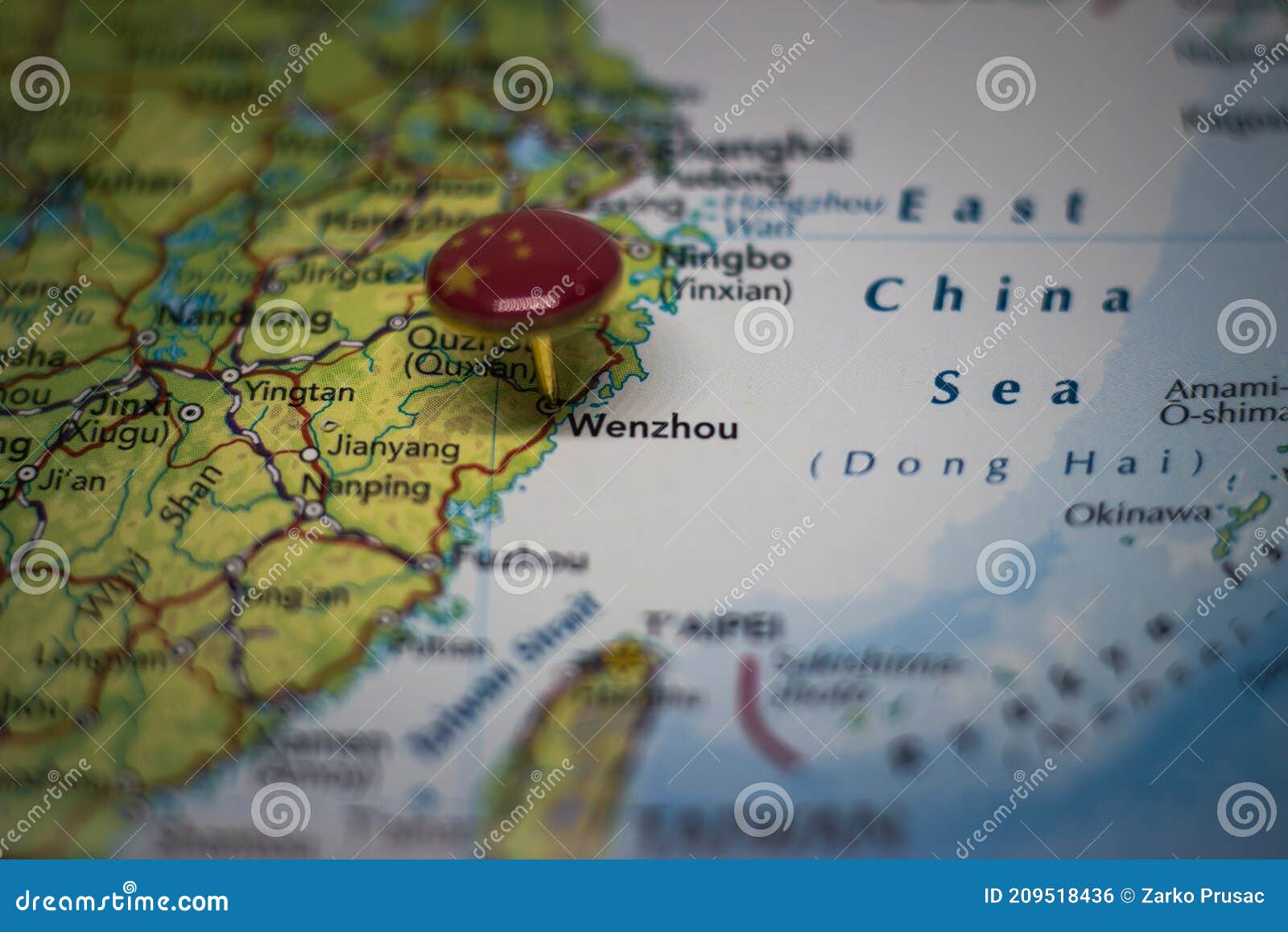 Wenzhou Pinned on a Map with Flag of China Stock Photo - Image of ...