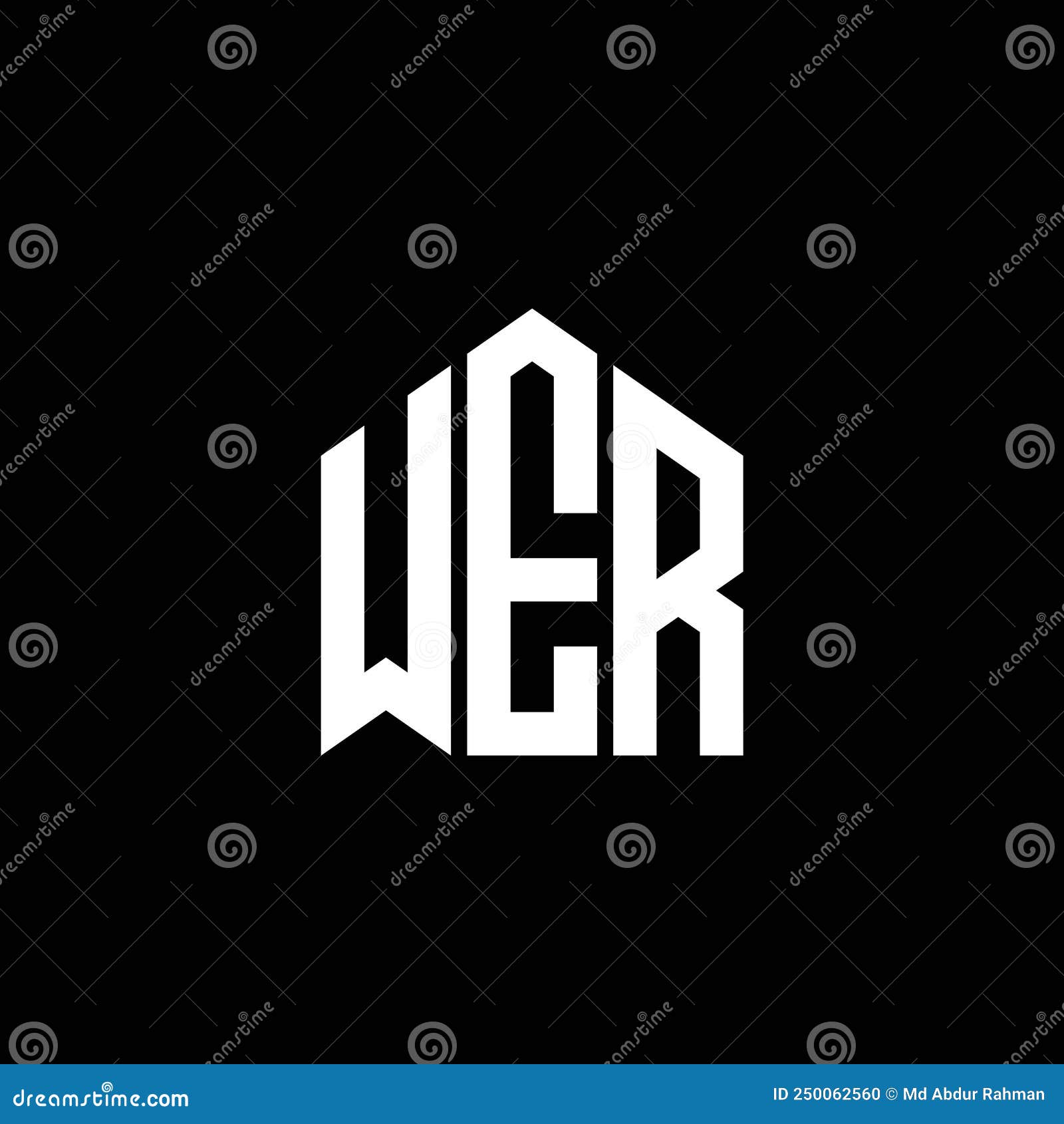 WER Letter Logo Design on BLACK Background. WER Creative Initials ...