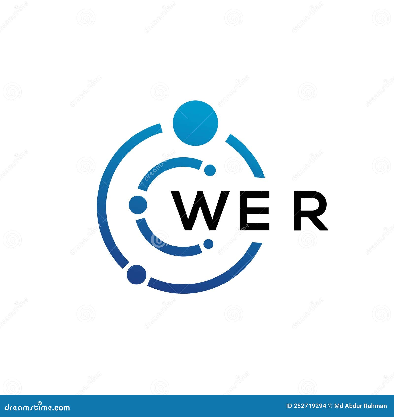 WER Letter Technology Logo Design on White Background. WER Creative ...