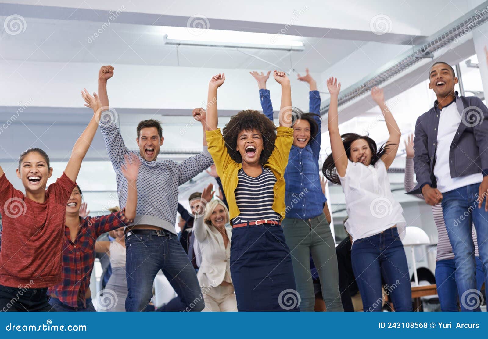 Were All Winners. Shot of Office Staff Celebrating a Win. Stock Photo ...