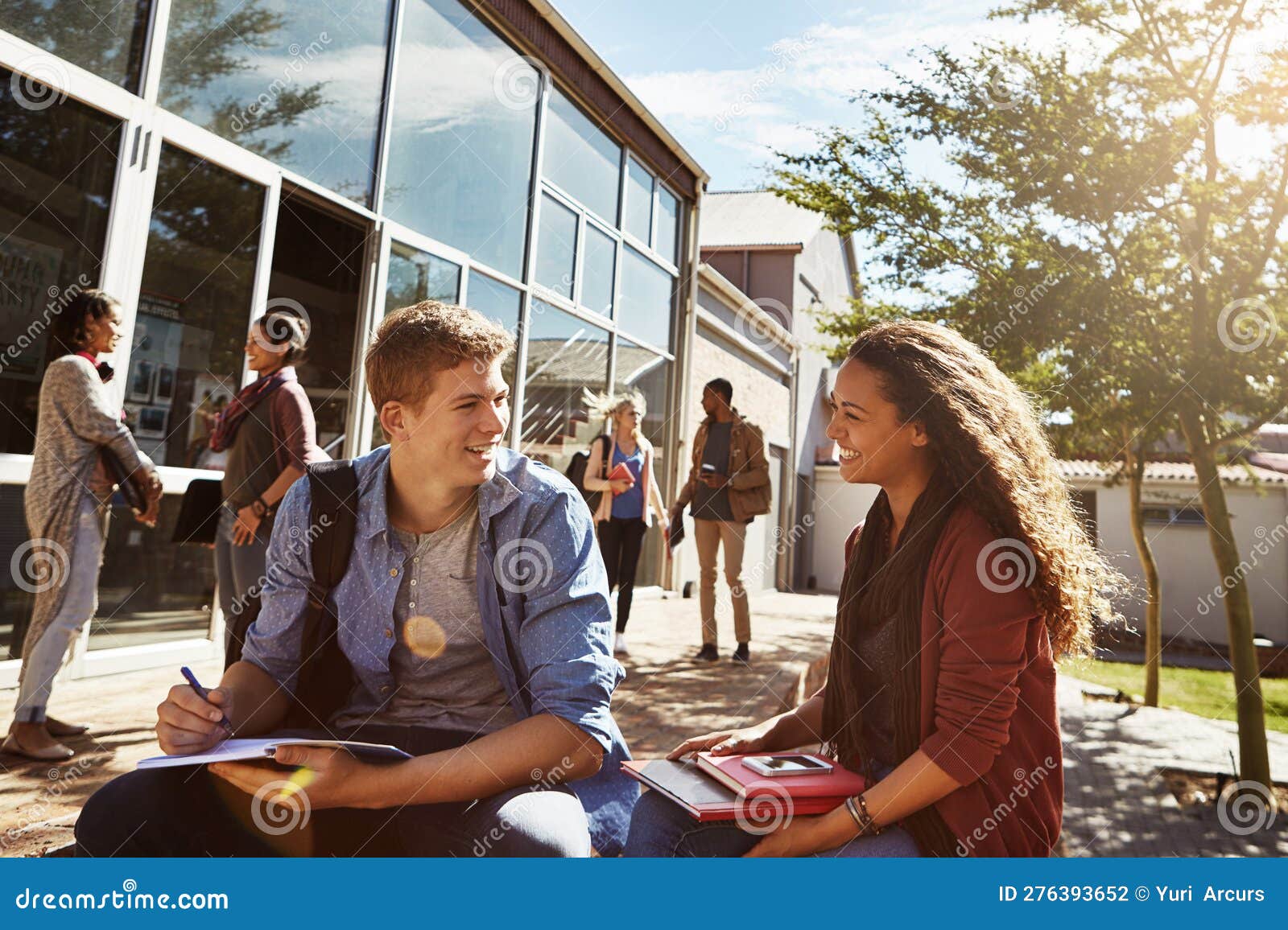 Were Gonna Ace this Test. Two Students Studying Together on Campus ...