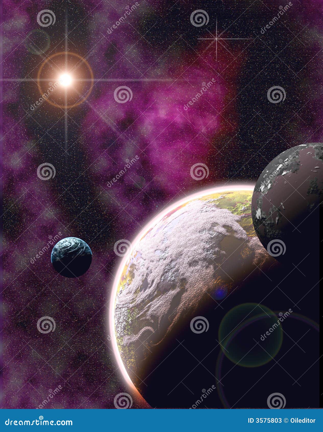 Wereld met 2 manen stock illustratie. Illustration of roze - 3575803