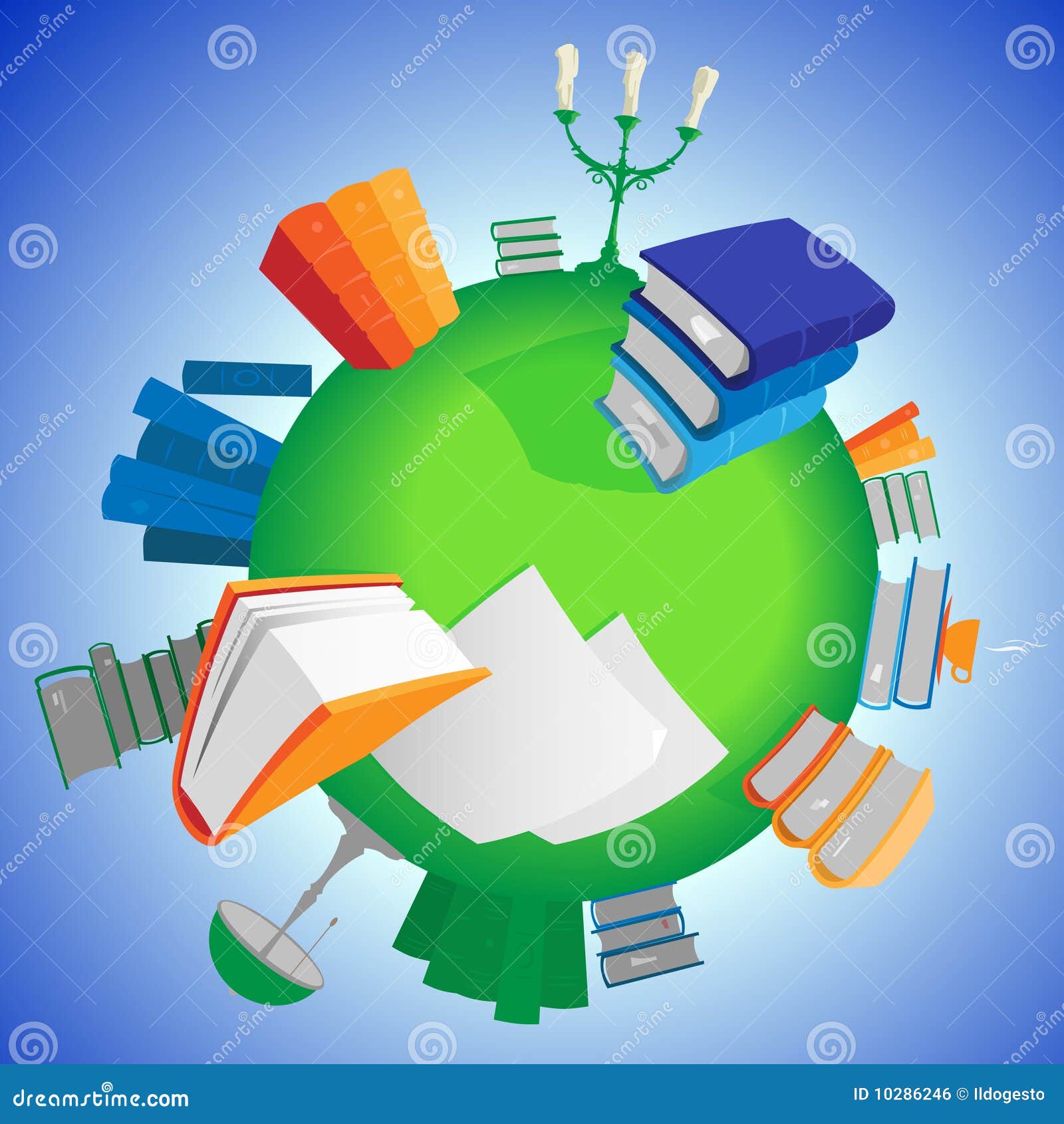 Wereld van kennis vector illustratie. Illustration of literatuur - 10286246