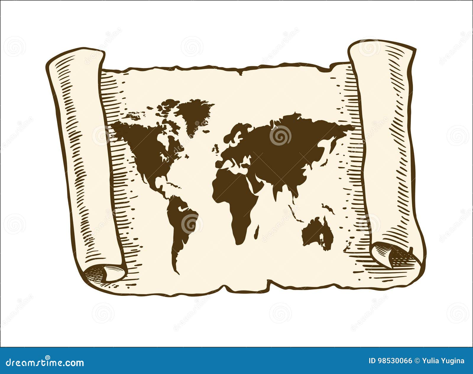 Wereldkaart Op Oud Papyrusdocument Vector Illustratie - Illustration of ...