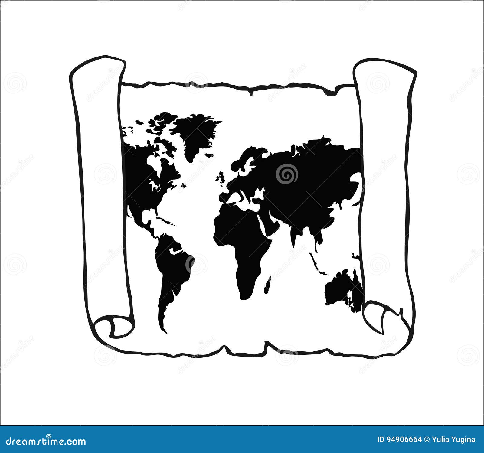 Wereldkaart Op Oude Papyrus Vector Illustratie - Illustration of europa ...