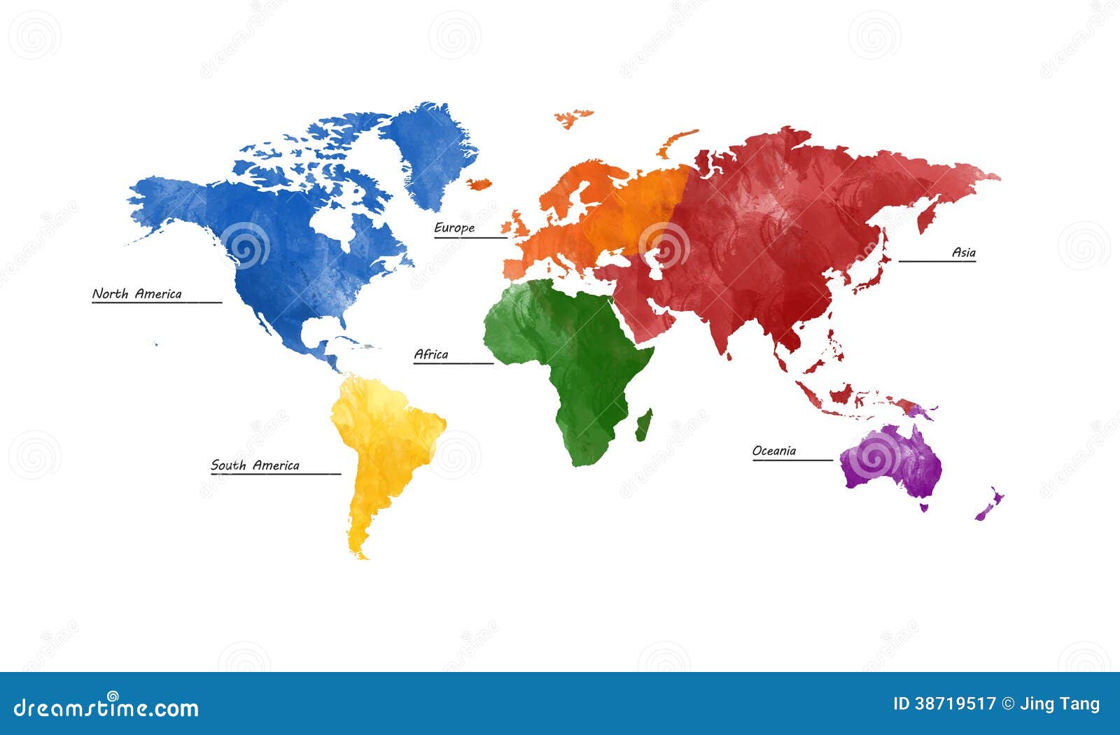 Wereldkaart, Vijf Continenten Stock Illustratie - Illustration of ...