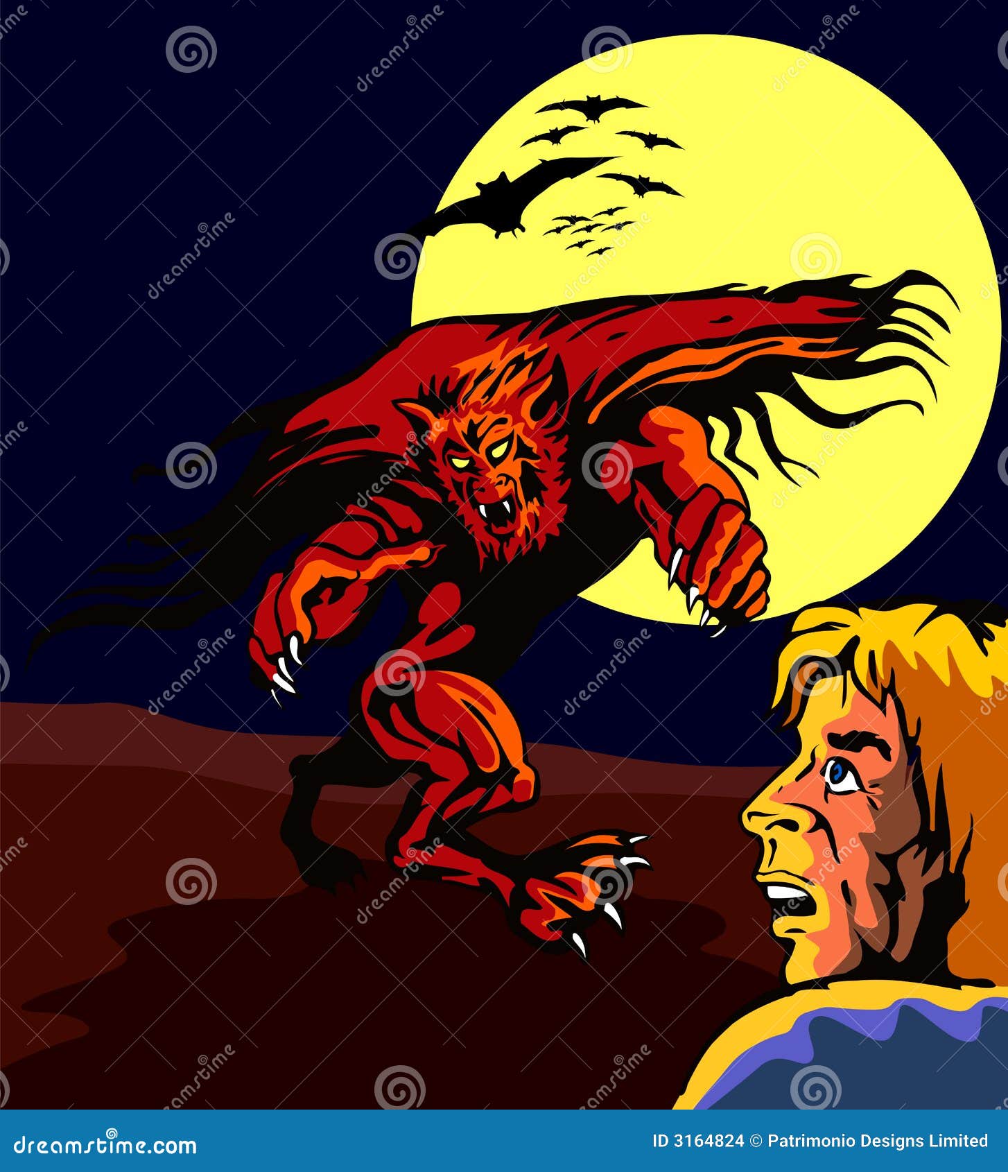 Werewolf attacking a dude stock vector. Illustration of monster - 3164824