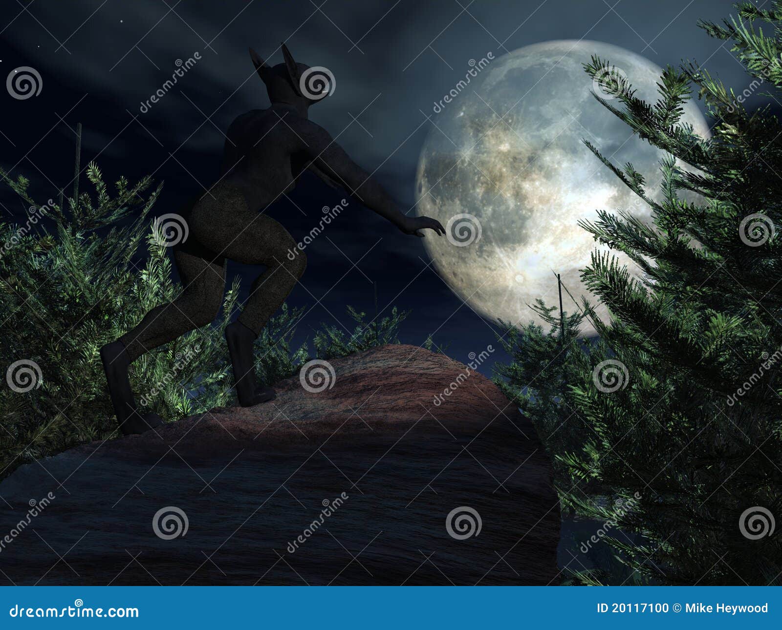 Werewolf Che Urla Alla Luna Illustrazione di Stock - Illustrazione di ...