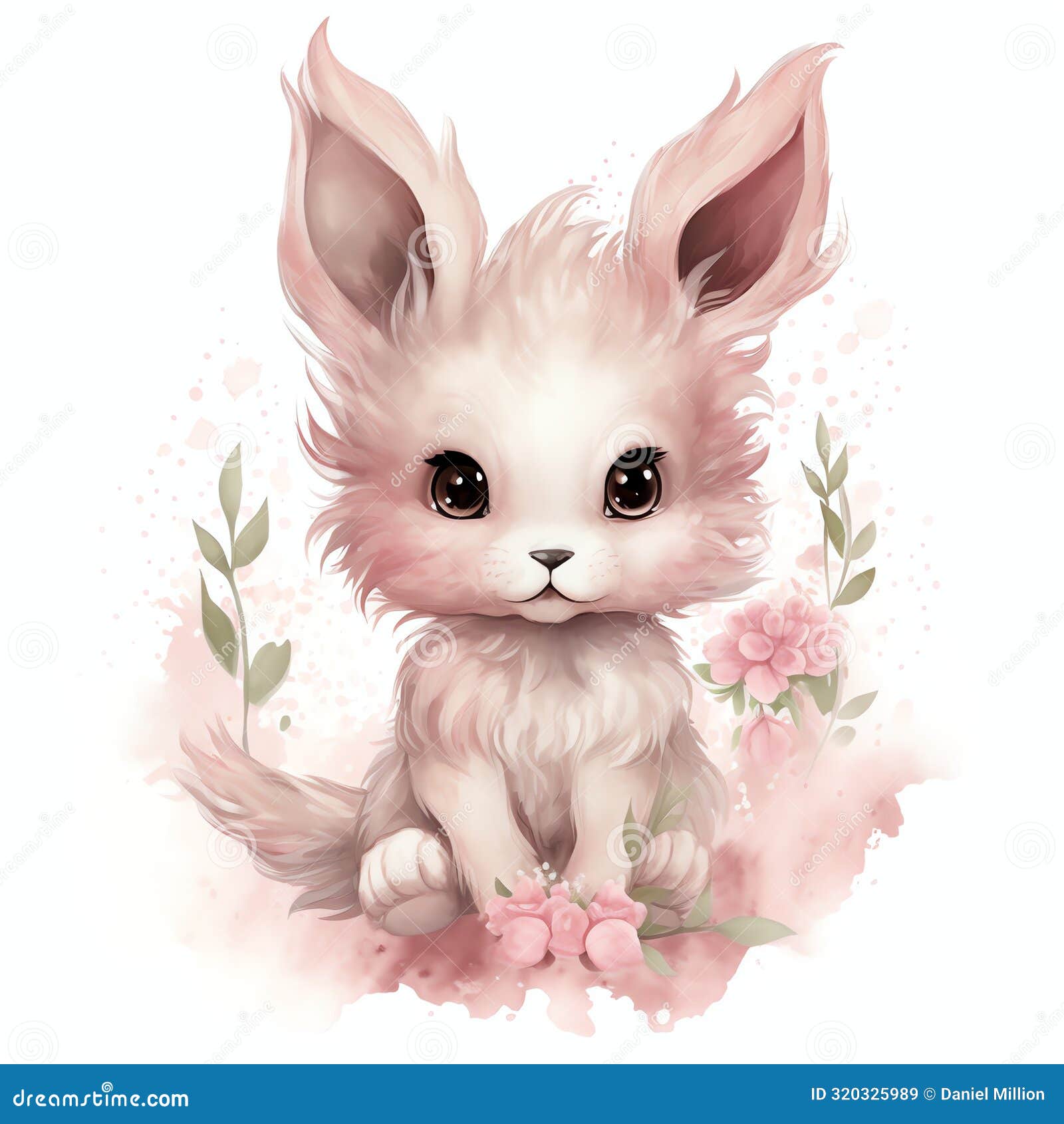 Werewolf Cute Bunny Pink Cute Bunny Watercolor Stock Illustration ...