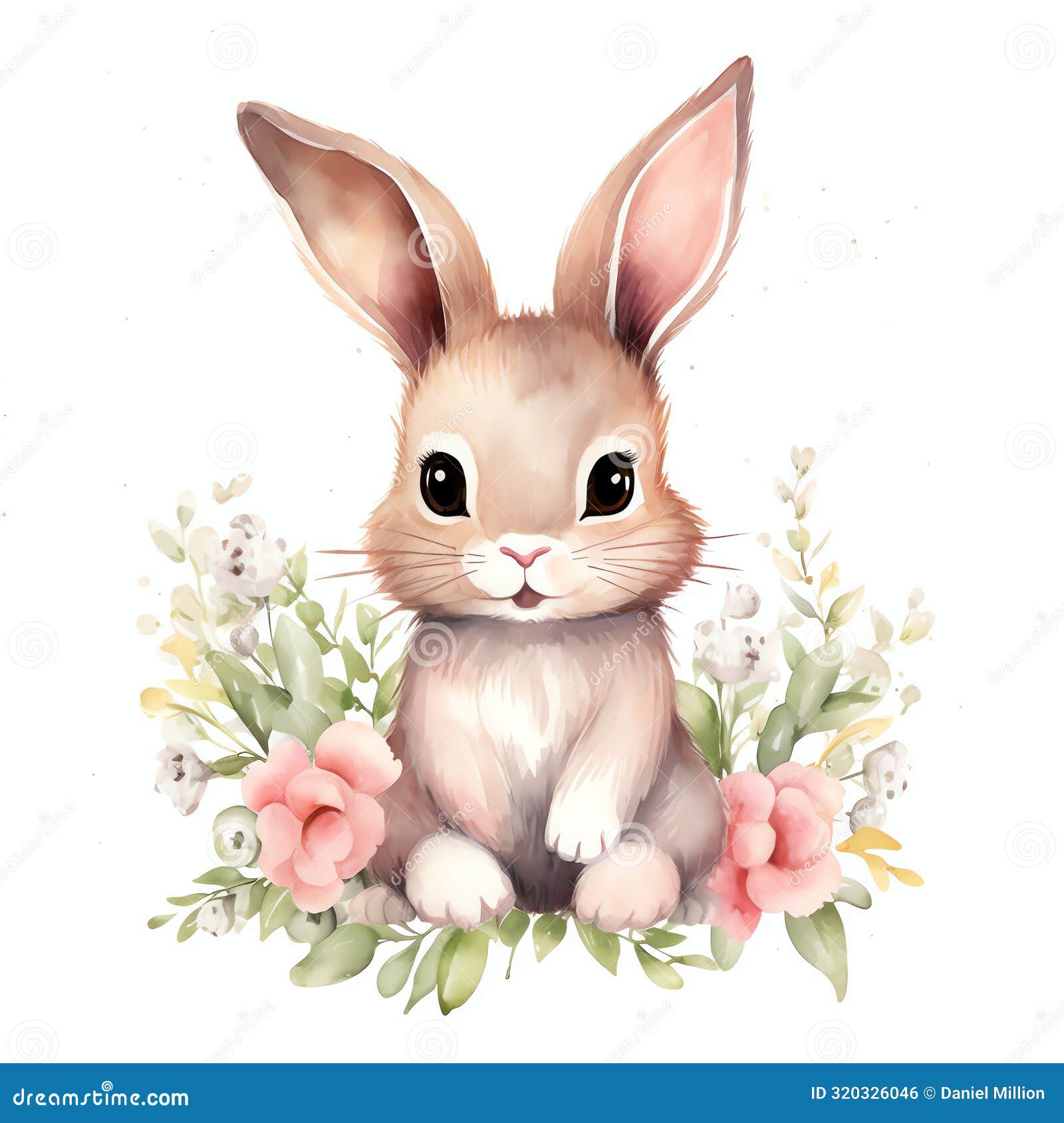 Werewolf Cute Bunny Pink Cute Bunny Watercolor Stock Illustration ...