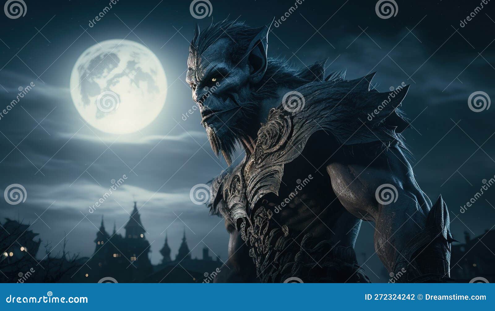 Werewolf Digital Art Illustration, Generative AI Stock Illustration ...