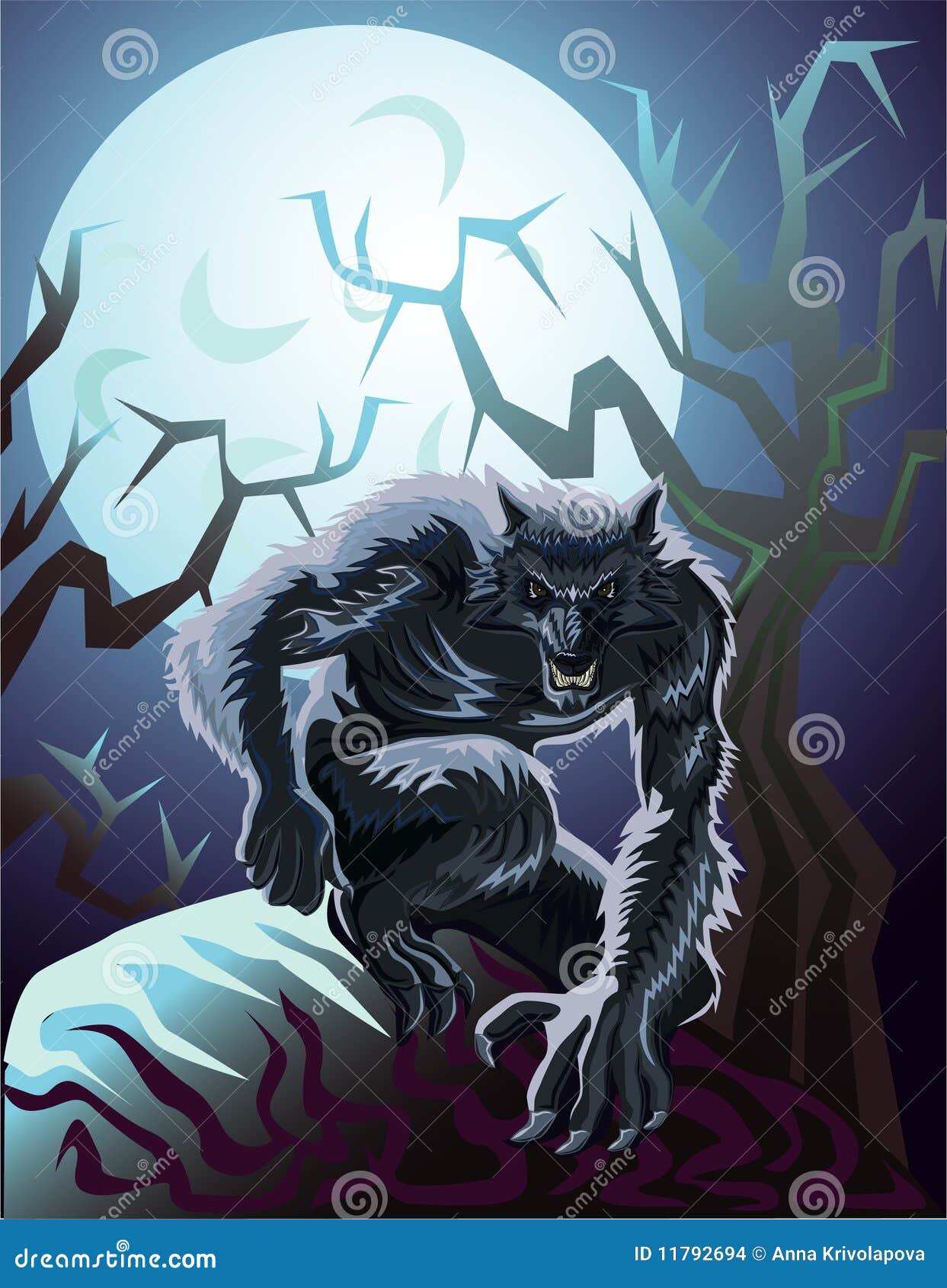 Werewolf e luna illustrazione vettoriale. Illustrazione di ringhio ...
