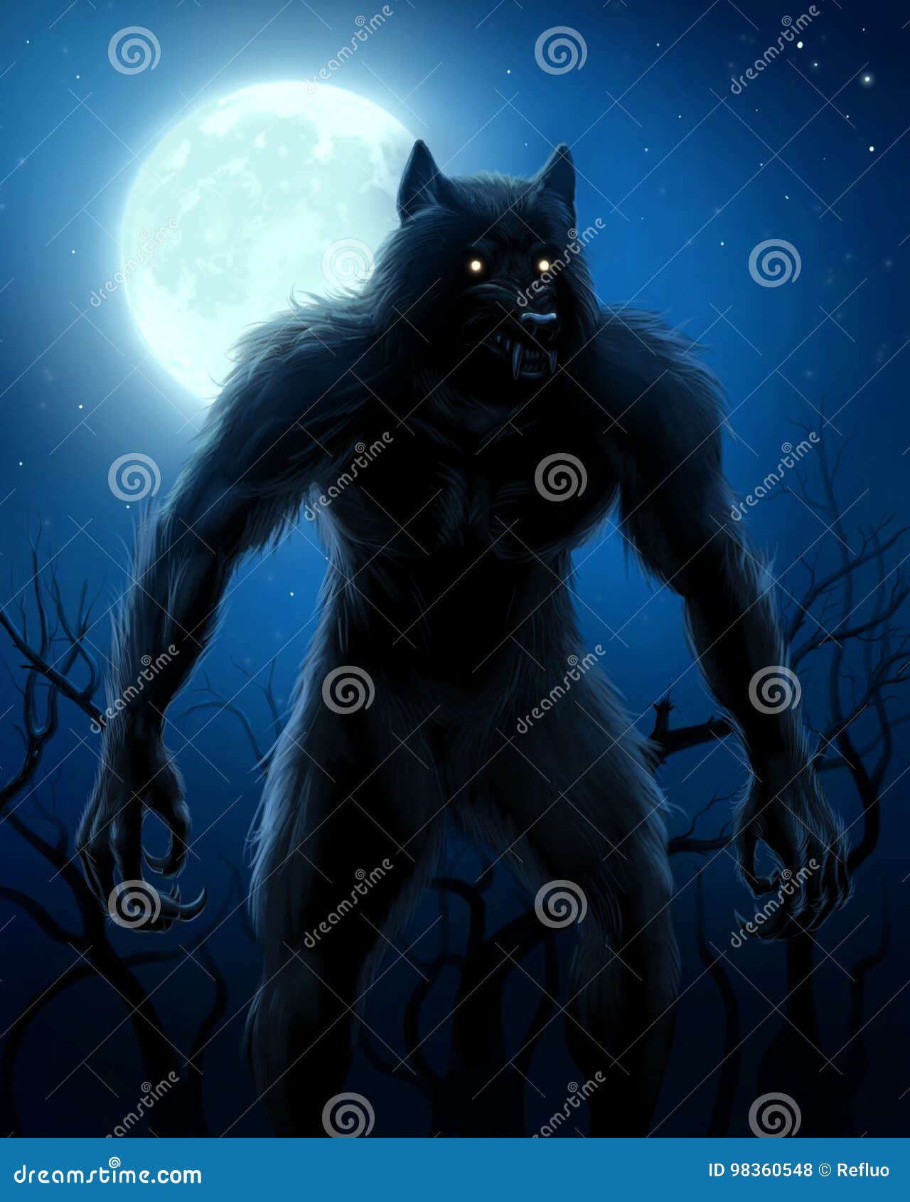 Werewolf e luna illustrazione di stock. Illustrazione di spaventoso ...