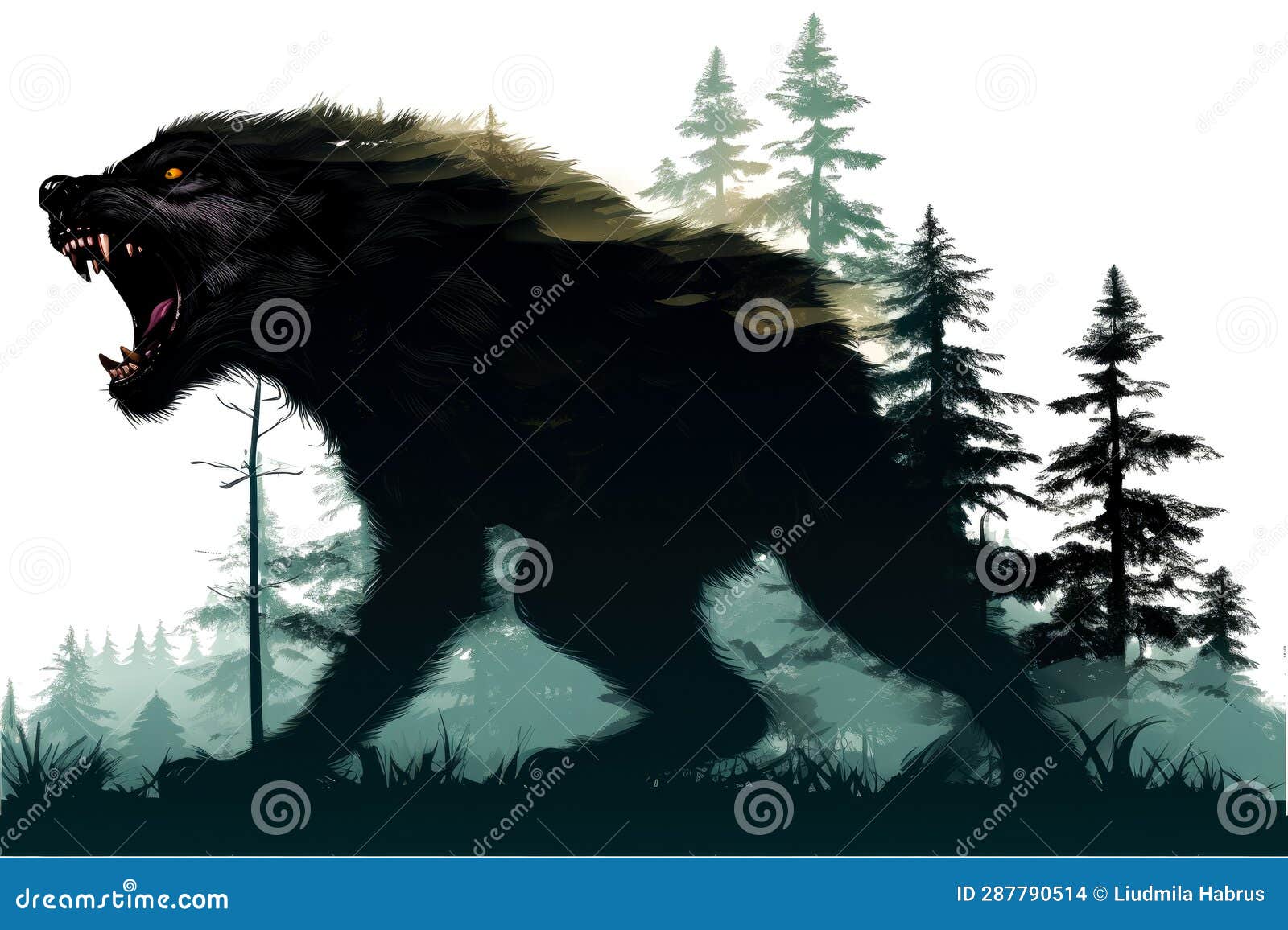 Werewolf in the Forest. Halloween Concept Stock Illustration ...