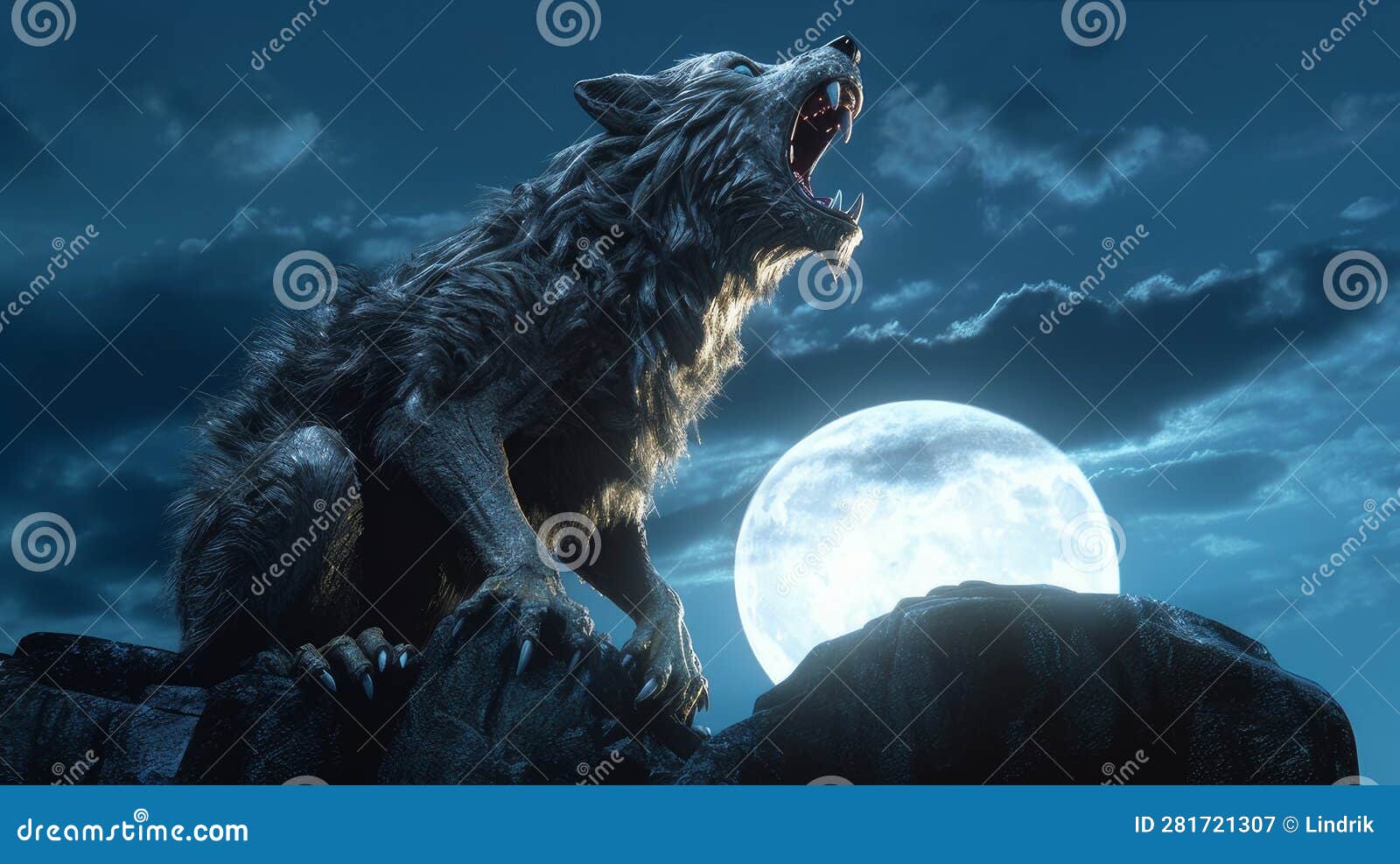 Werewolf during full moon stock illustration. Illustration of scary ...
