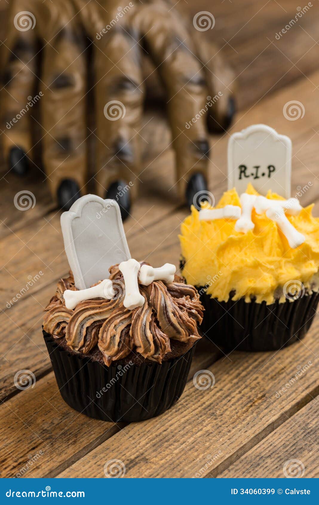 Werewolf Hand Slowly Reaching for the Halloween Cupcakes Stock Image ...