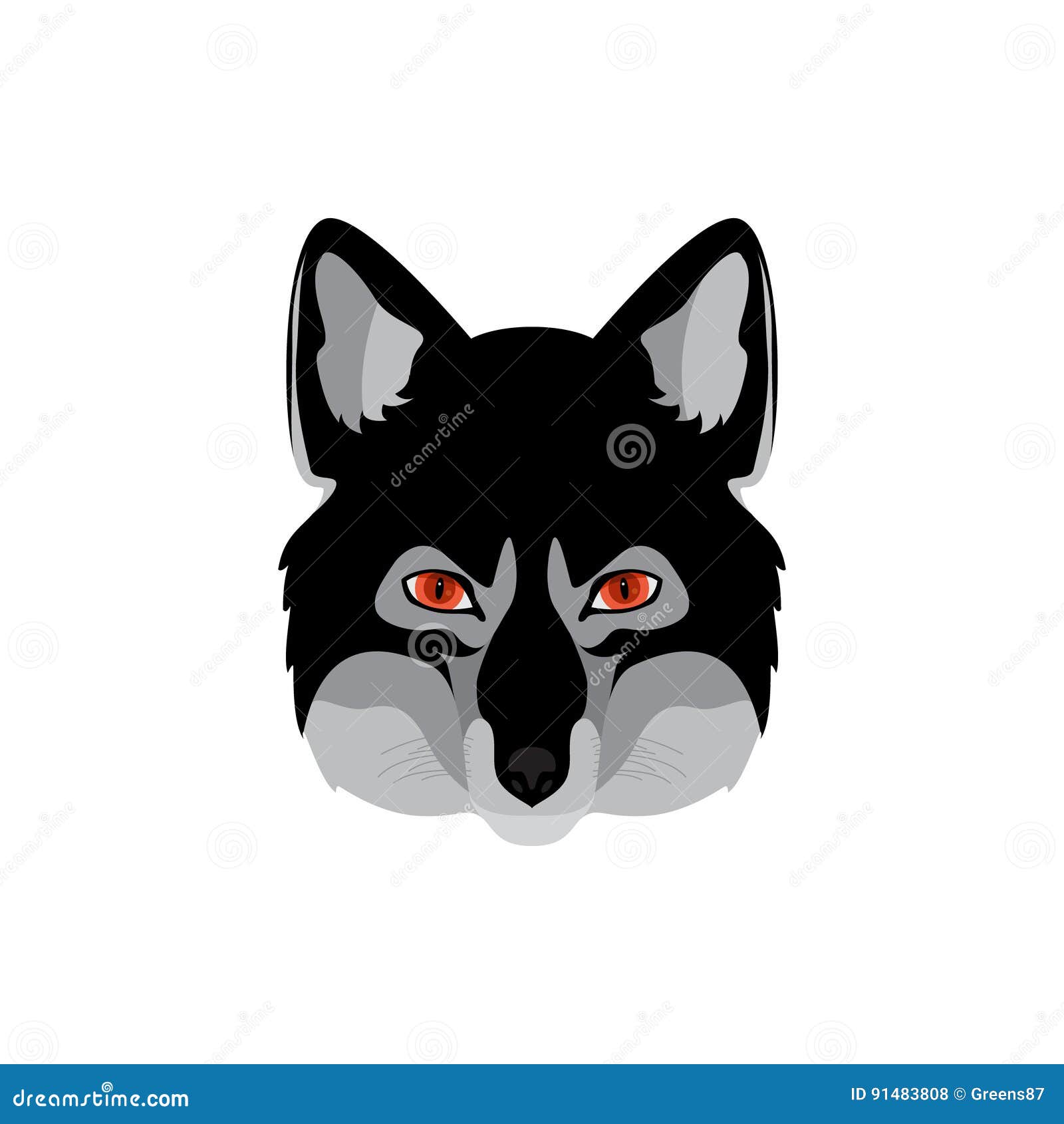 Werewolf Head Line Art Vector Illustration | CartoonDealer.com #69439580
