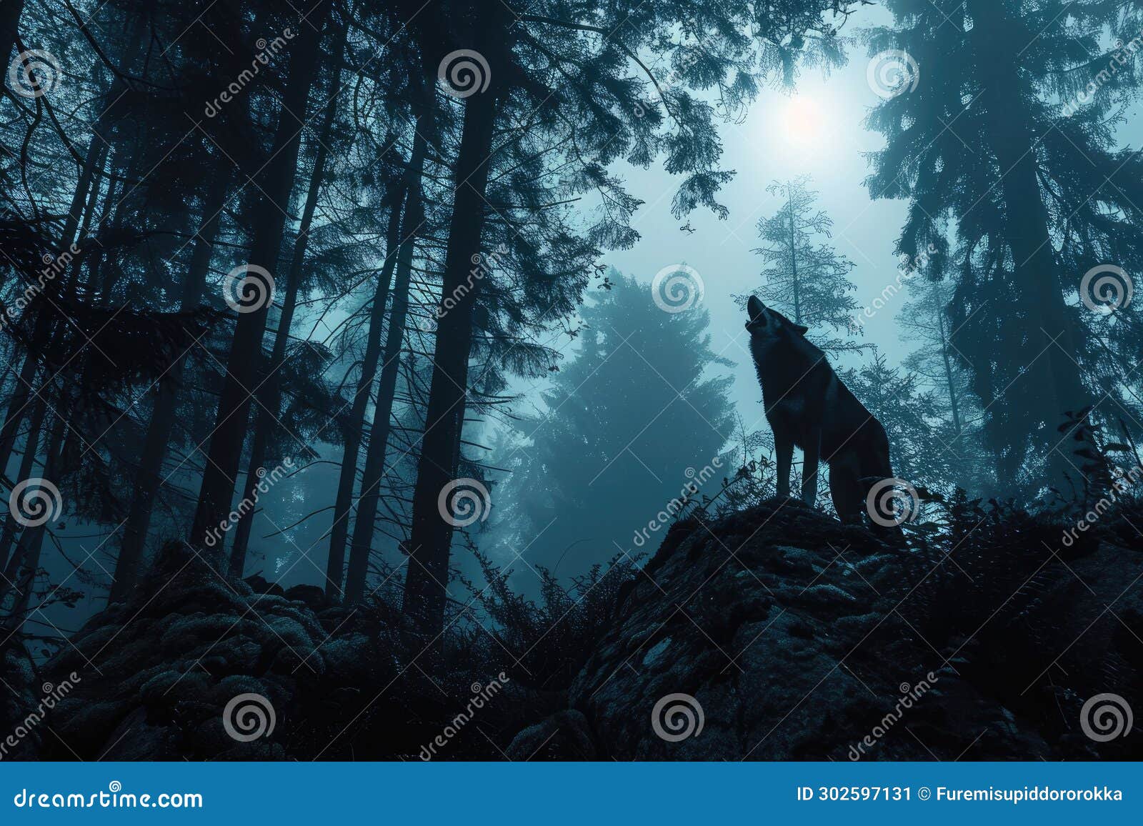 Werewolf Howling at the Moon in a Forest Howling Wolf Stock ...